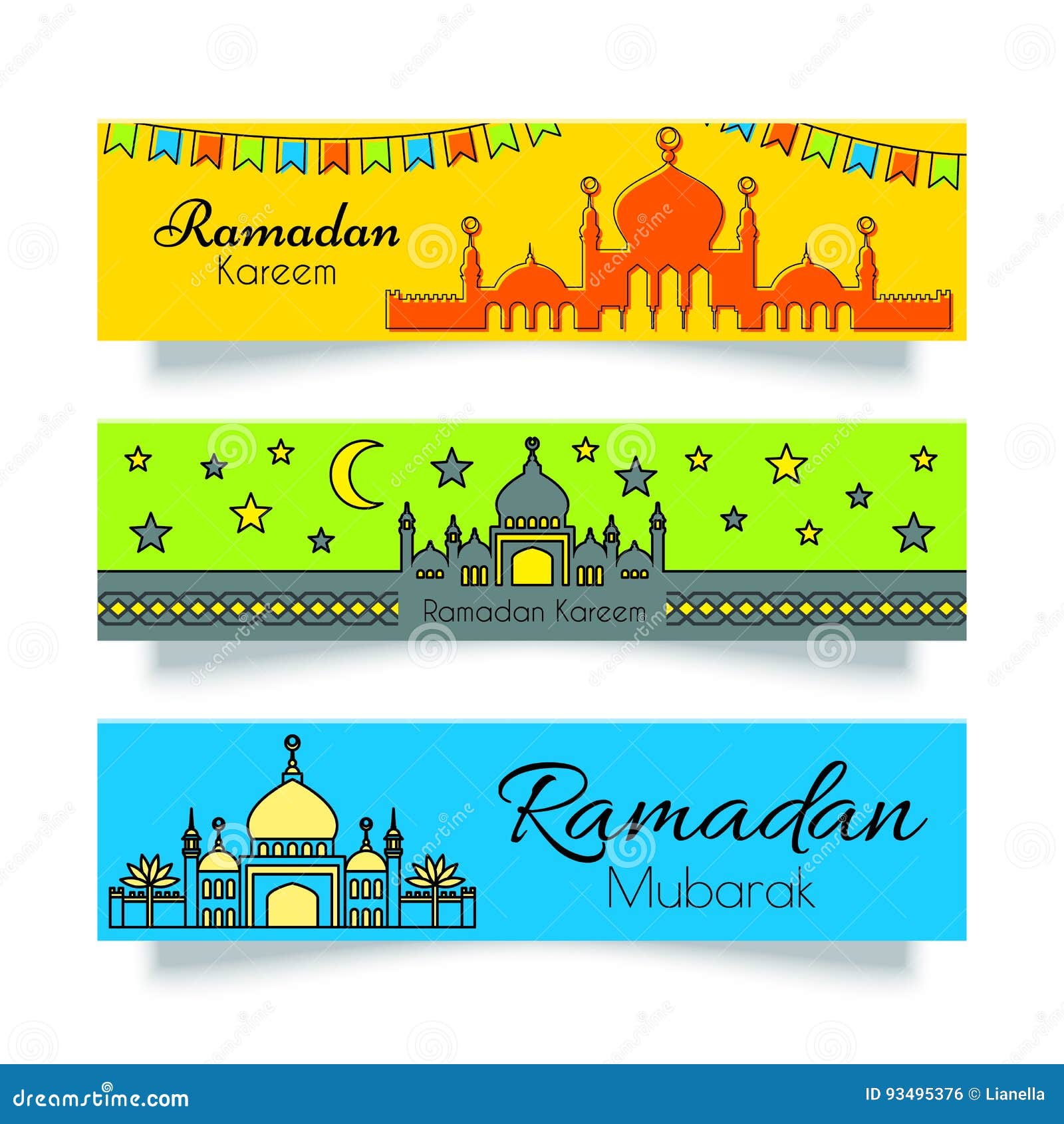 Ramadan Banners or Headers Set Stock Vector - Illustration of arabic ...