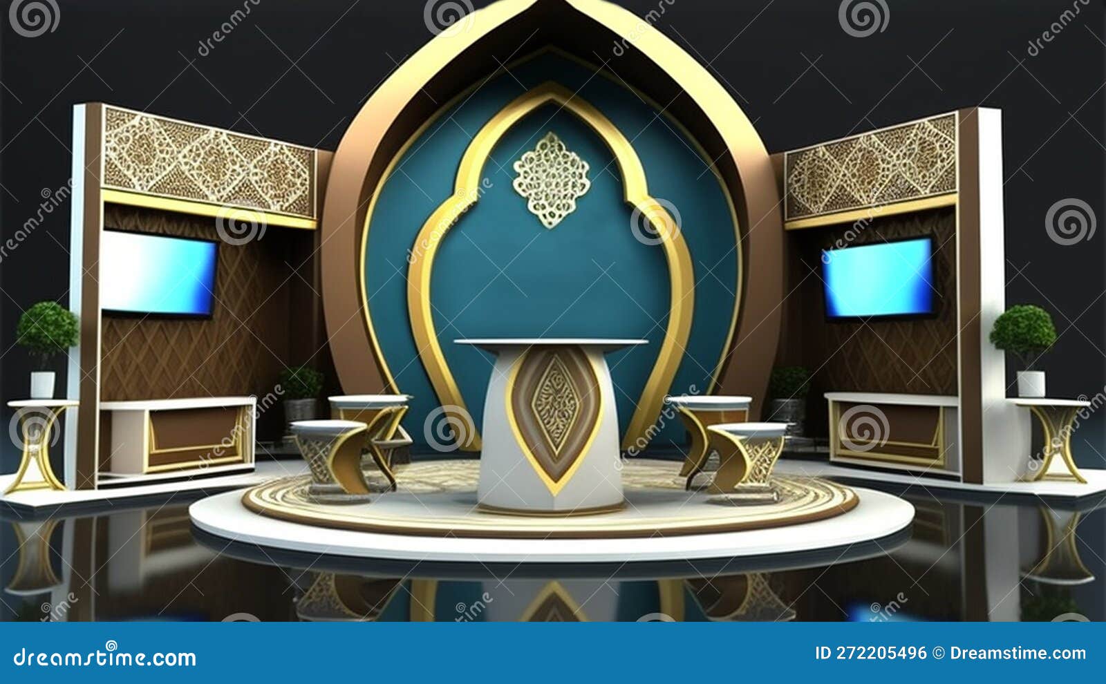 RAMADAN BOOTH 3D RENDER BACKGROUND ISLAMIC EID EVENT Stock Illustration ...