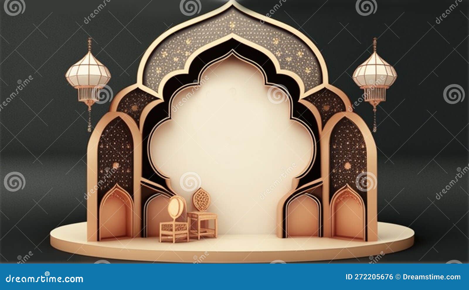 RAMADAN BOOTH 3D RENDER BACKGROUND ISLAMIC EID EVENT Stock Illustration ...
