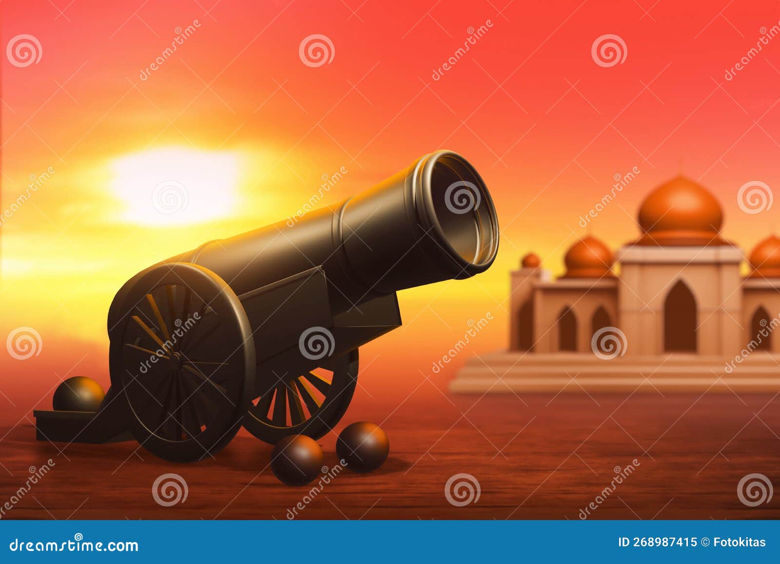 Ramadan Canon Outline Icon. Element Of Ramadan Day Illustration Icon ...