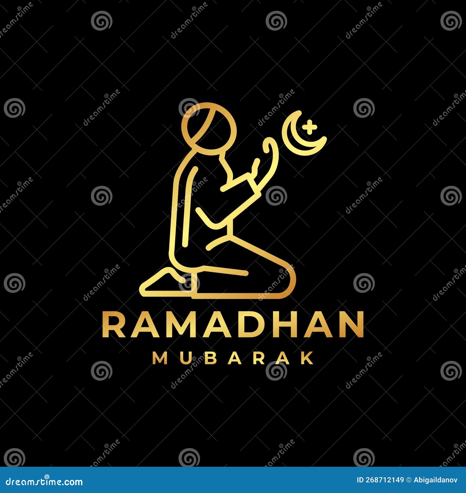 Islamic prayer logo design stock vector. Illustration of golden - 268712149