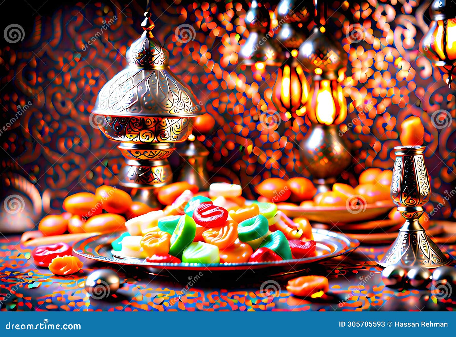 Ramadan Concept, Candy in the Zinc Plate Arabic Stock Image - Image of ...