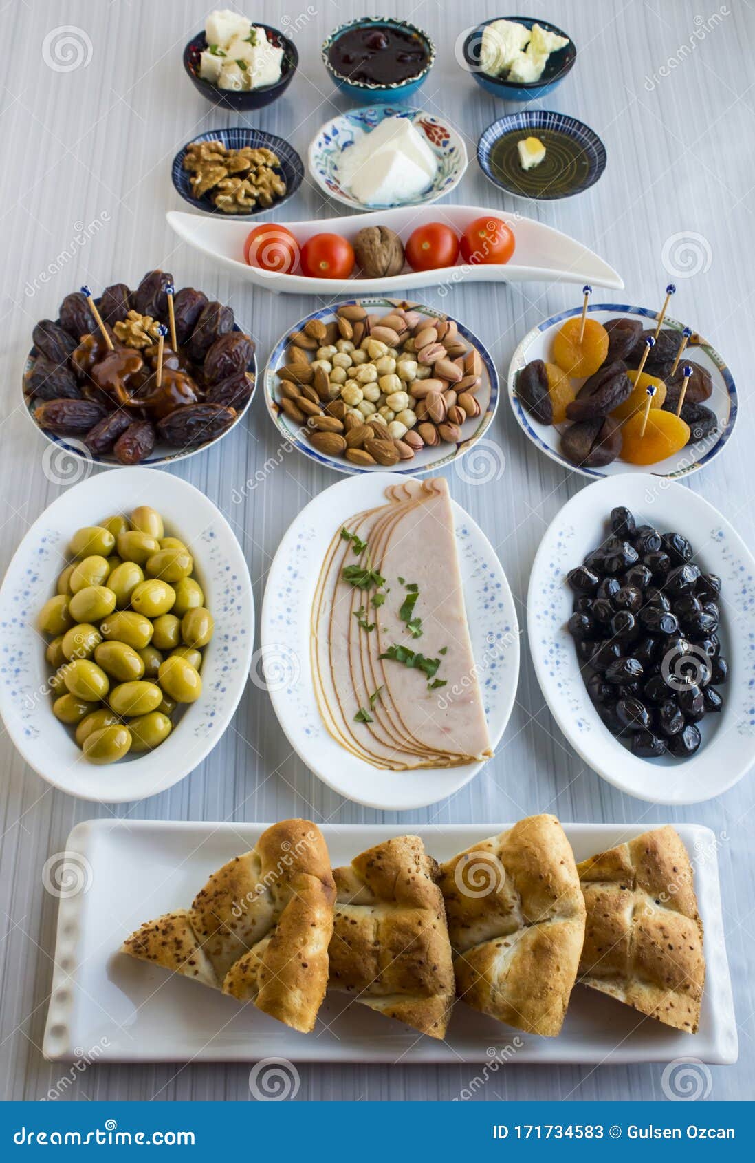 Ramadan Dinner Table with Beginning Meal before Main Menu. Stock Image ...