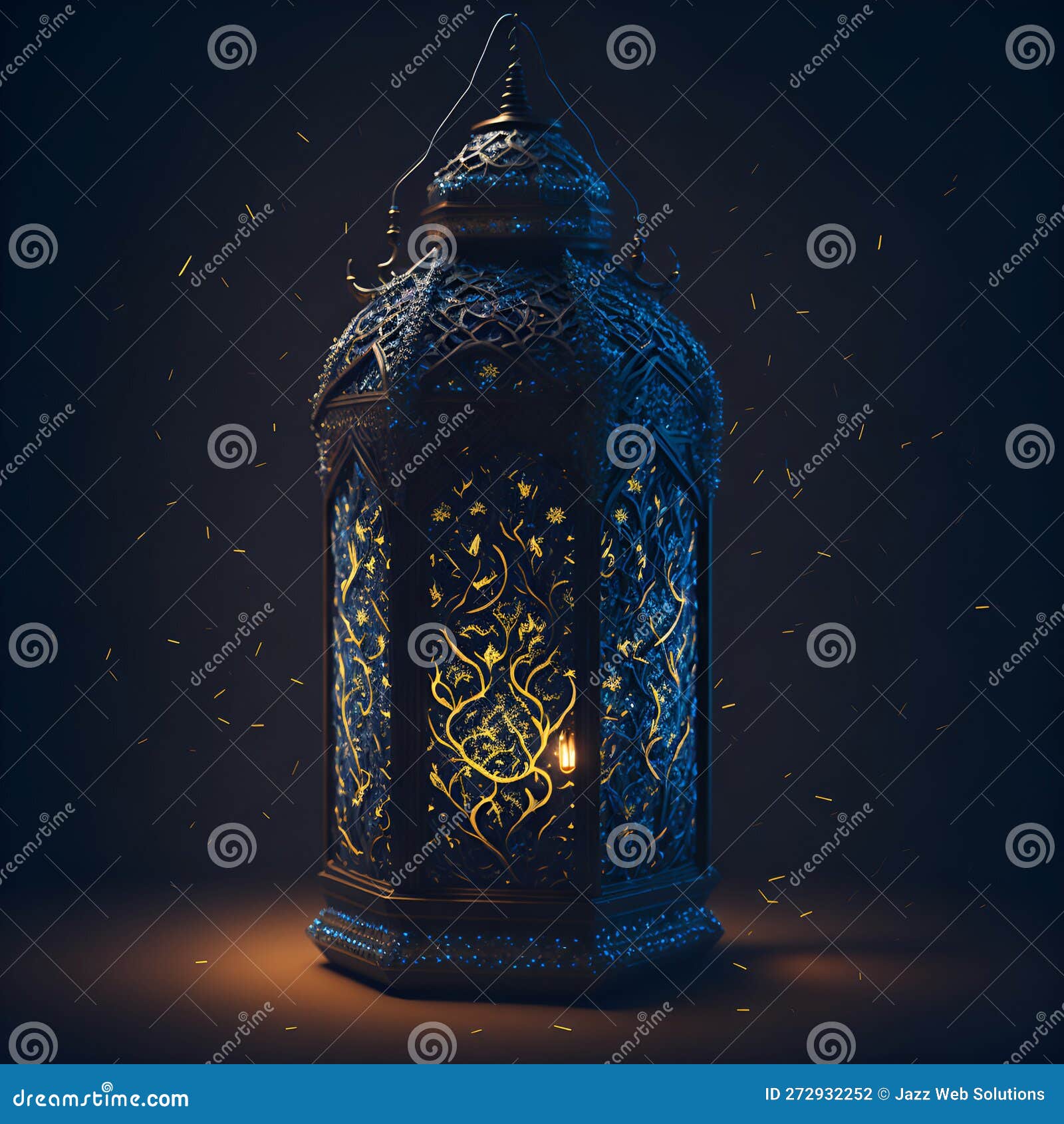 A Ramadan Drawing of a Lantern with Particles Stock Illustration ...