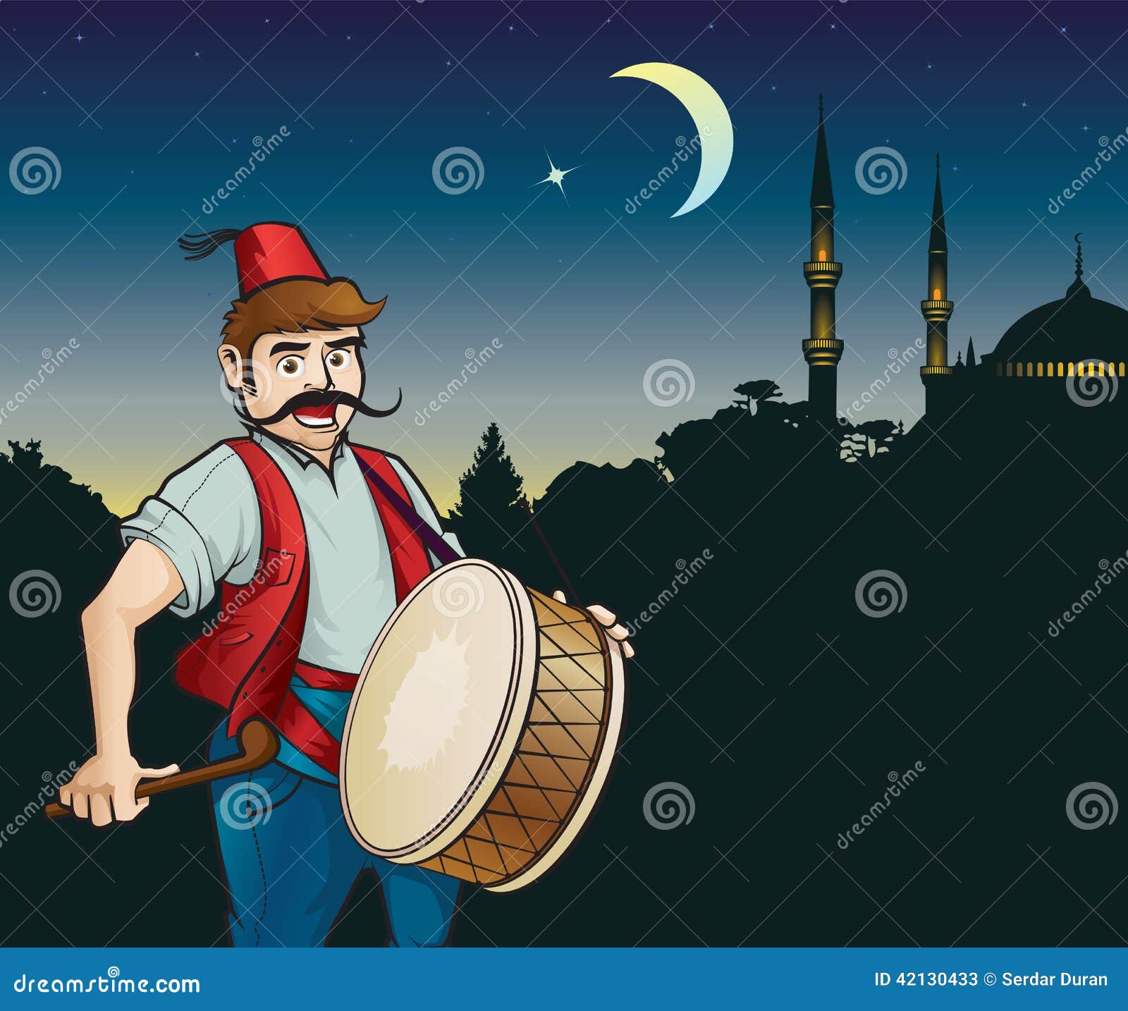 Ramadan Drummer Silhouettes Vector Illustration | CartoonDealer.com ...