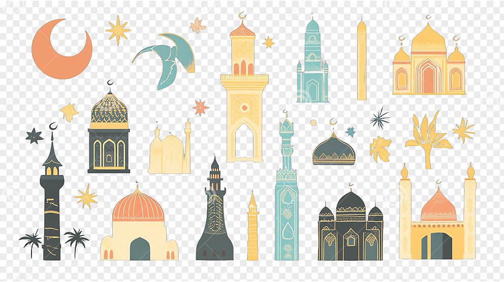 Ramadan Eid Elements Set Illustration Stock Illustration - Illustration ...