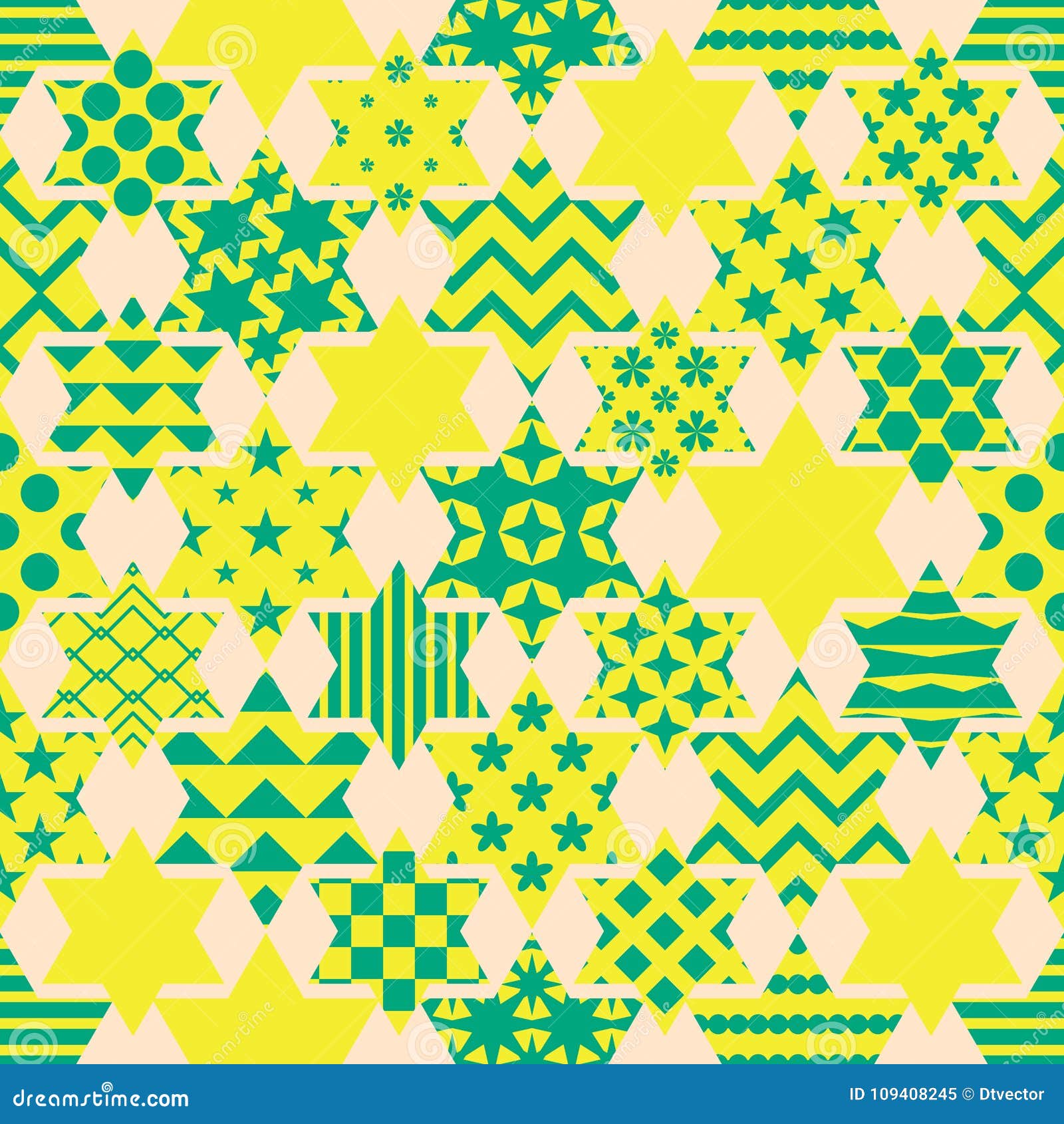 Ramadan Element Cut Six Star Front Back Face Seamless Pattern Stock ...