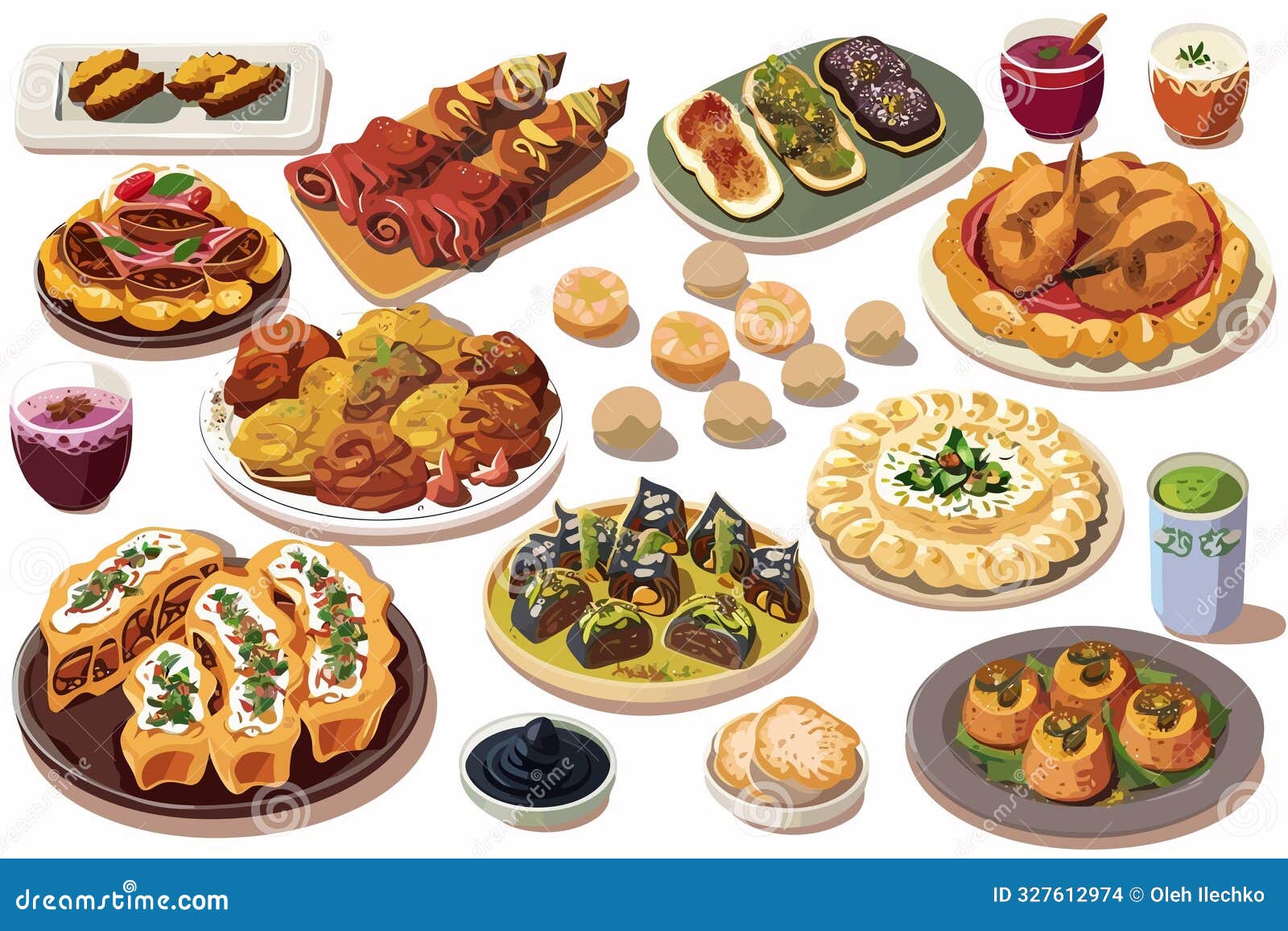 Ramadan Feast Isolated Vector Style Stock Vector - Illustration of ...