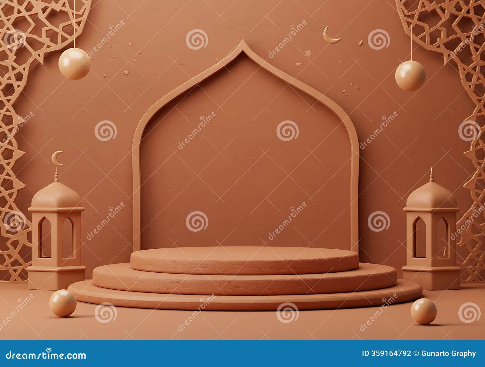 Ramadan Festive Stage Design 3d Render Stock Illustration ...