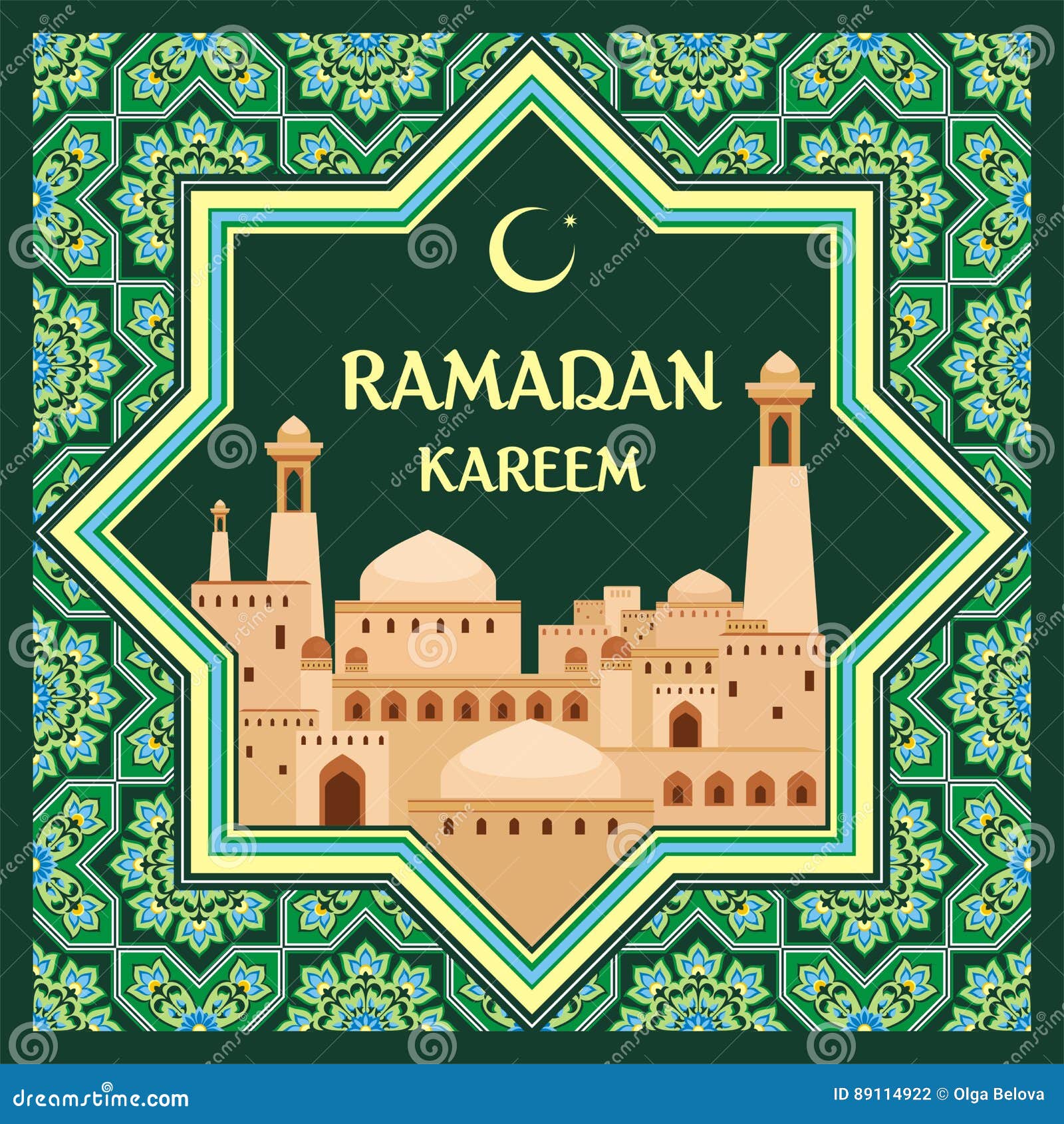 Ramadan greeting card stock vector. Illustration of moorish - 89114922