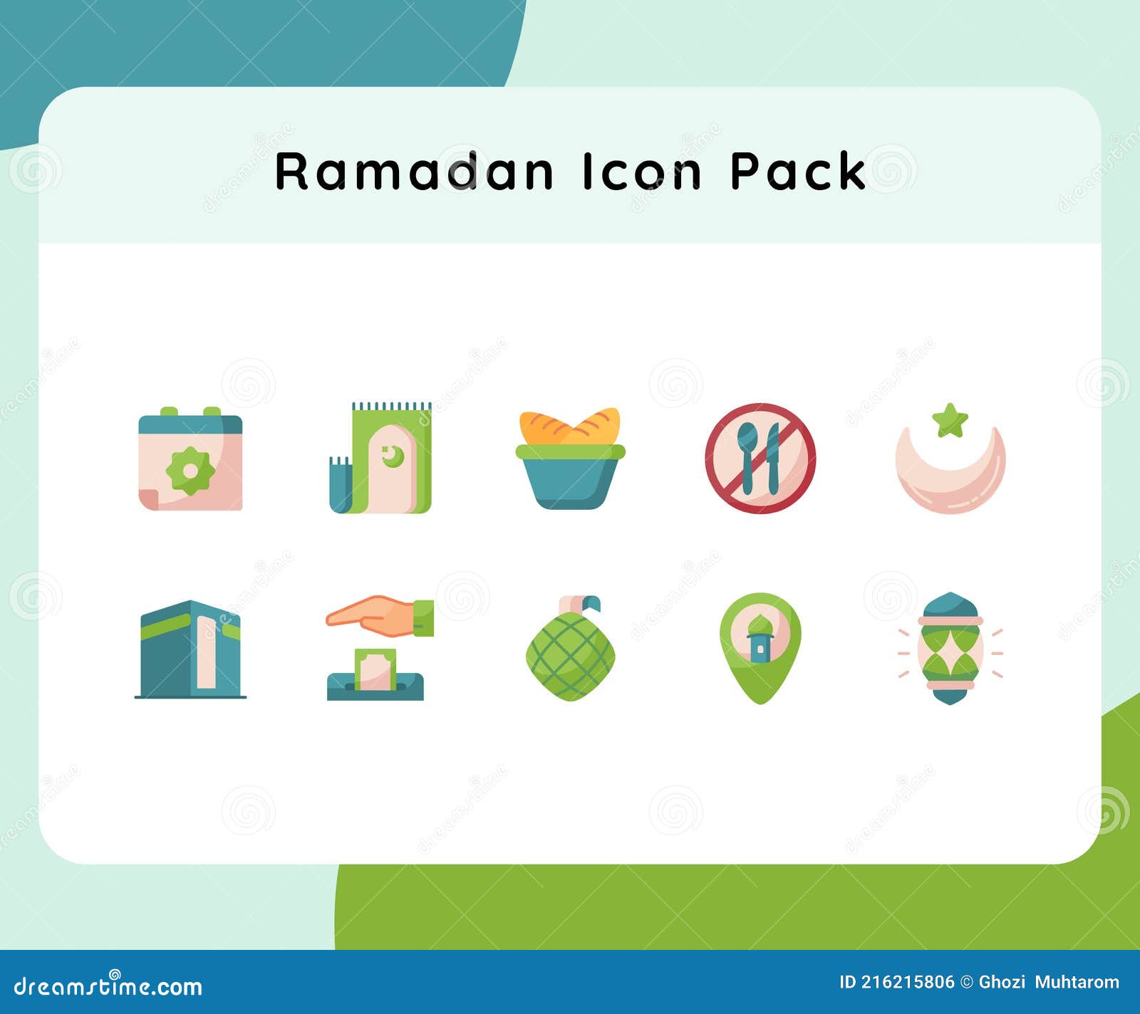 Ramadan Icon Pack Set Collection with Flat Style Stock Vector ...