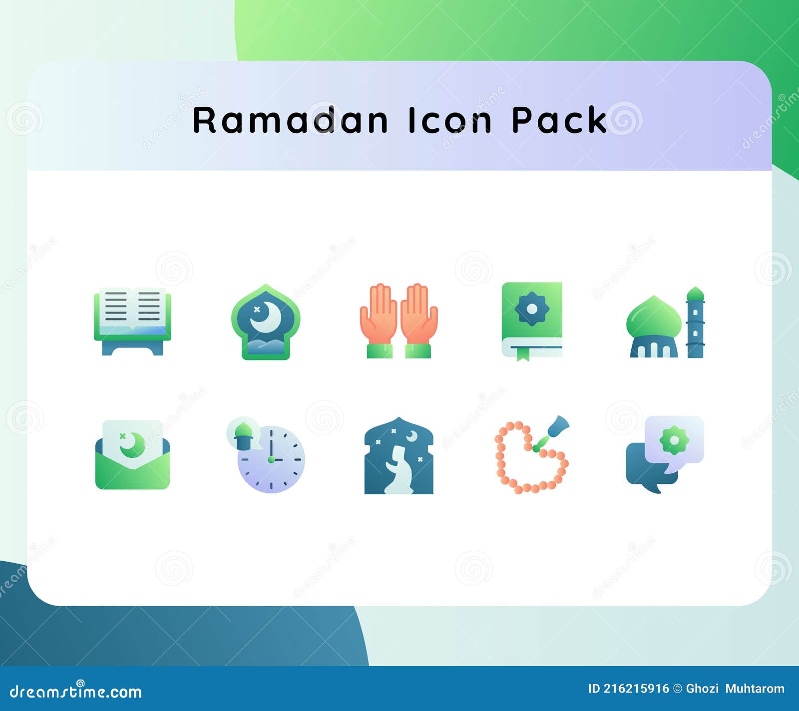Ramadan Icon Pack Set Collection with Smooth Style Stock Vector ...