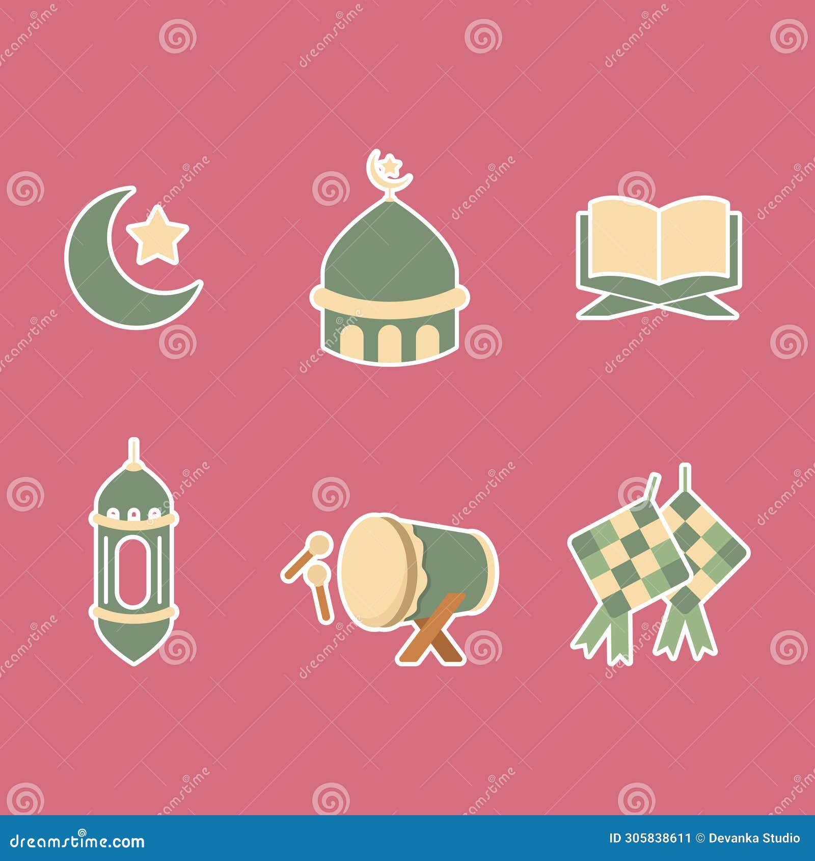 Ramadan icon set stock vector. Illustration of mosque - 305838611