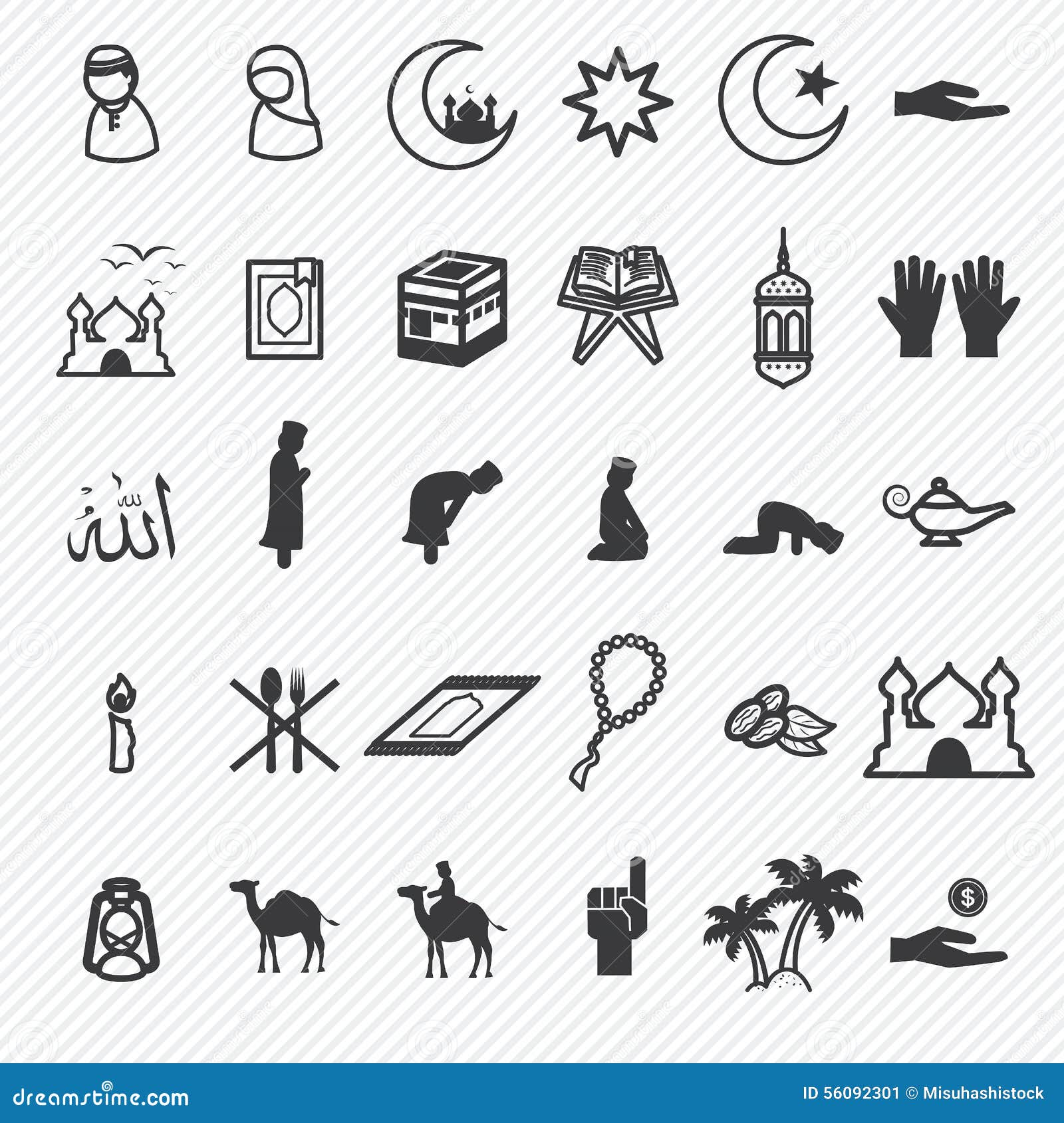 Ramadan icons set stock vector. Illustration of eftar - 56092301