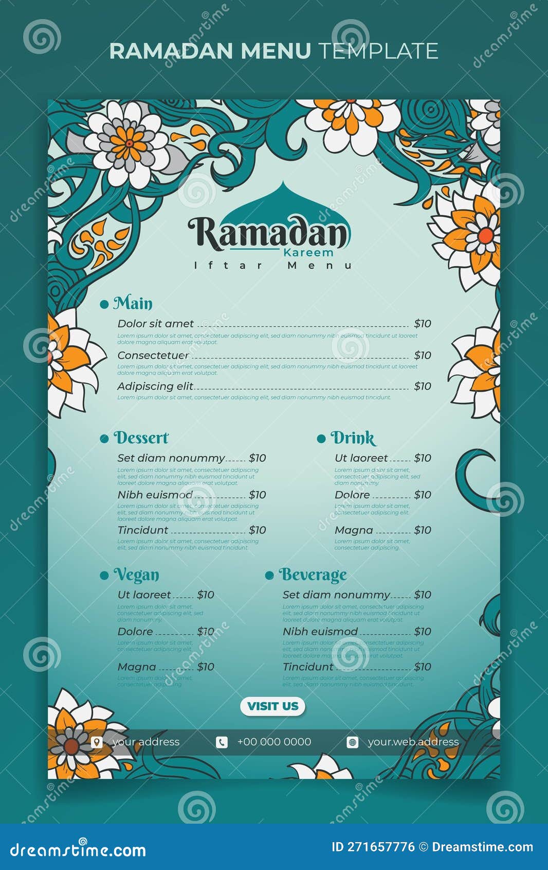 Iftar Menu Template For Ramadan Kareem Iftar Menu With Hand Drawn Grass ...