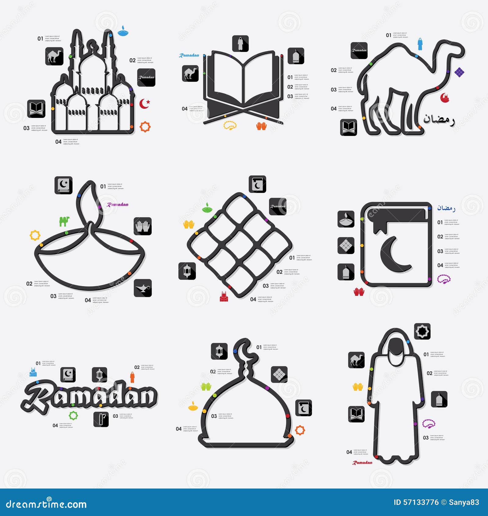 Ramadan infographic stock vector. Illustration of abstract - 57133776