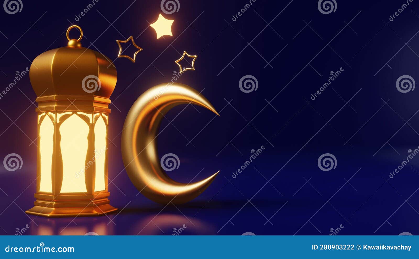 Ramadan Islamic Candle Lantern with Glowing Light Copy Space Dark Blue ...