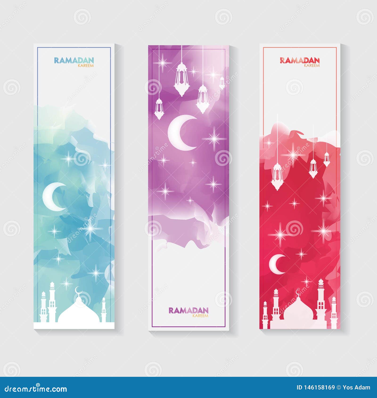 Ramadan Kareem Banner Set Nube Colorida Ramadan Celebration Banner De