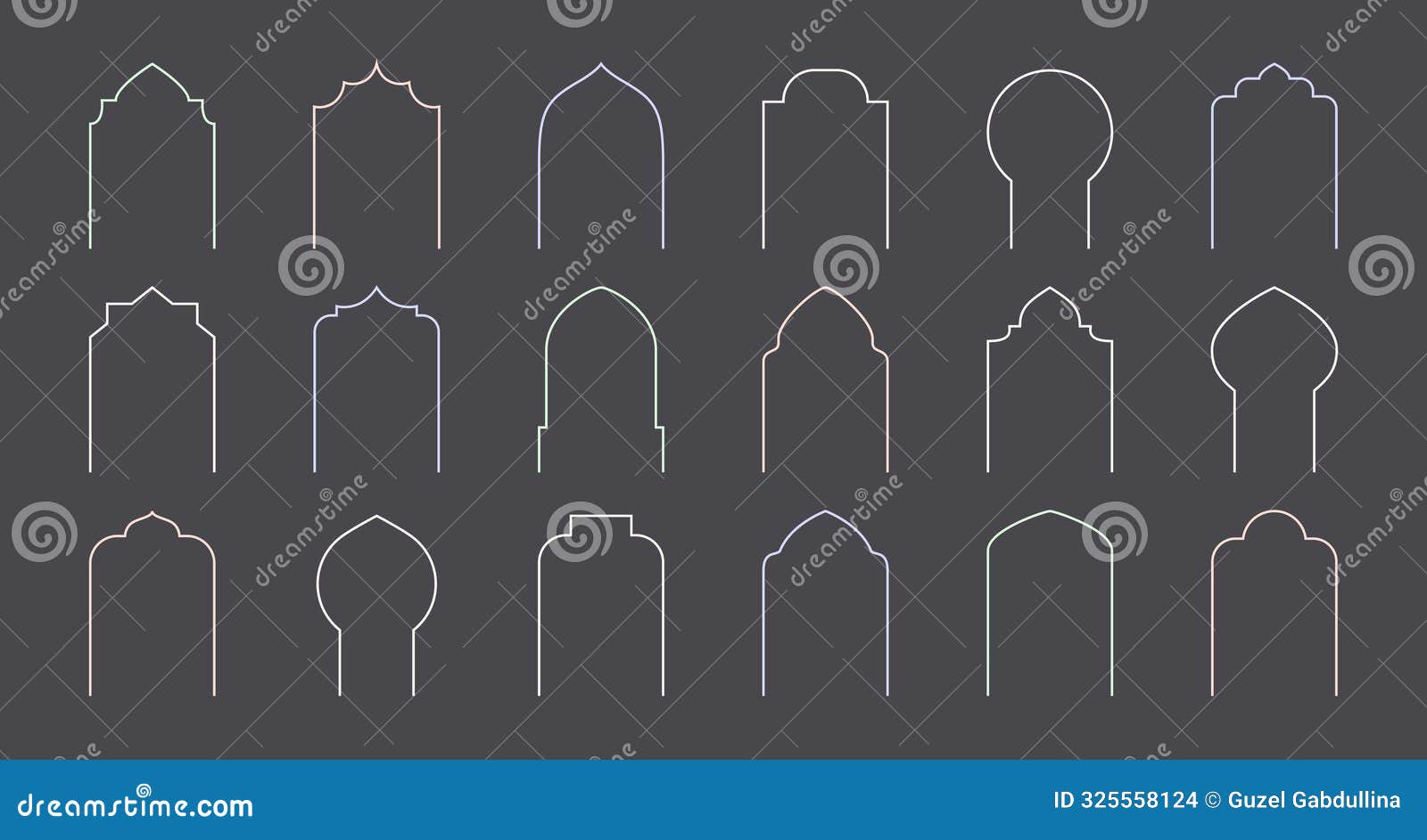 Ramadan Kareem and Eid Mubarak Islamic Arch, Window, Door, Gate. Thin ...