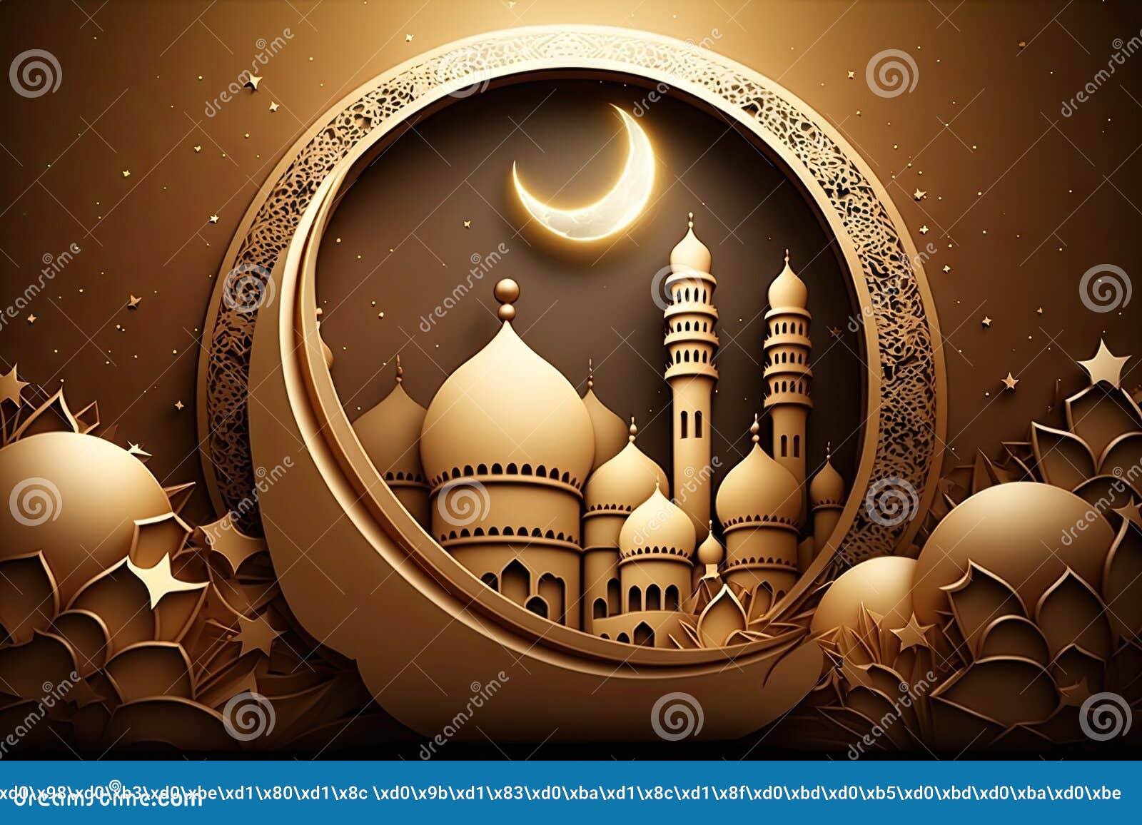 Ramadan Kareem Islamic Background with Mosque Moon. Ai Generative Stock ...
