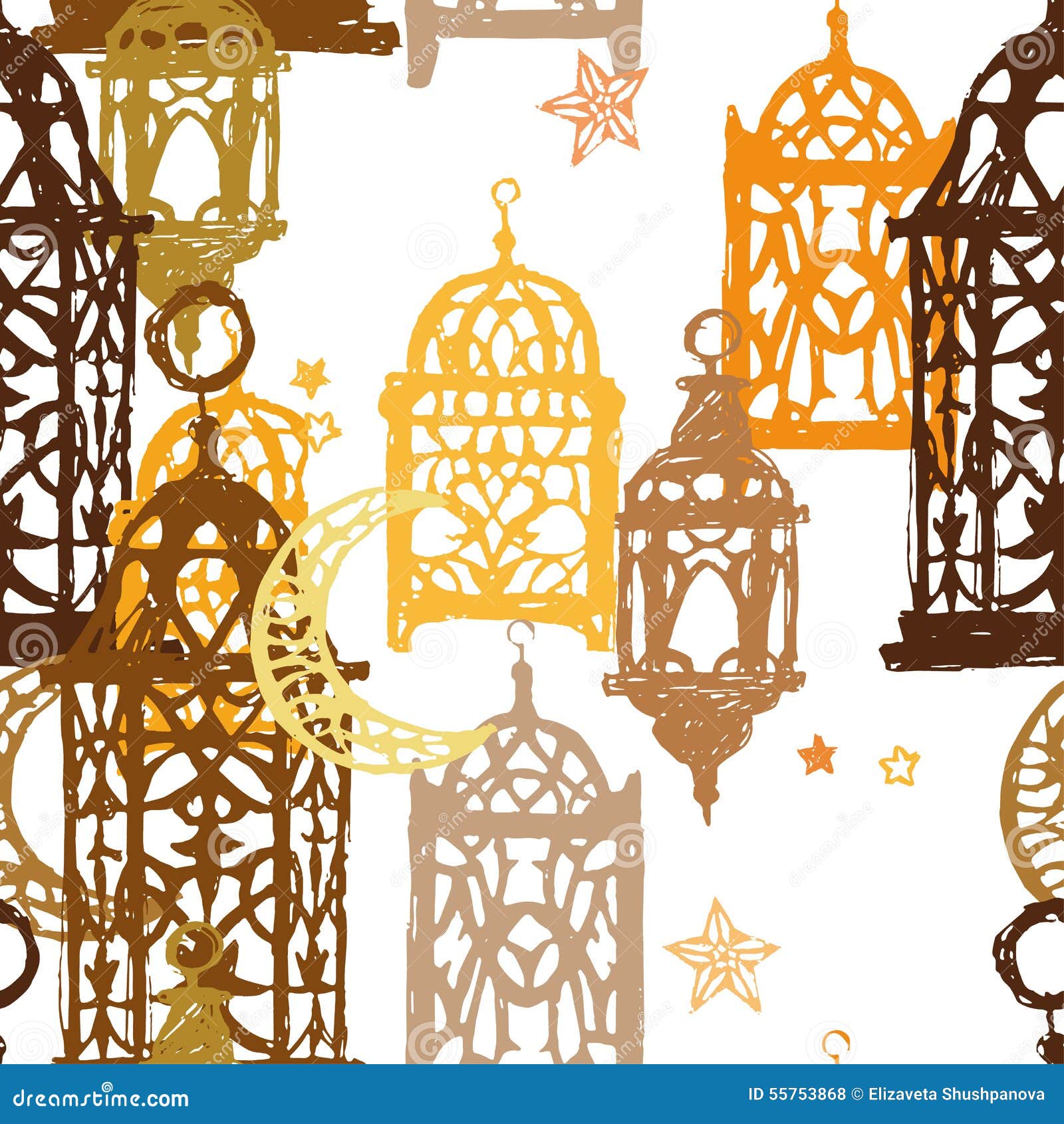 Ramadan Kareem Seamless Vector Pattern Stock Vector - Illustration of ...