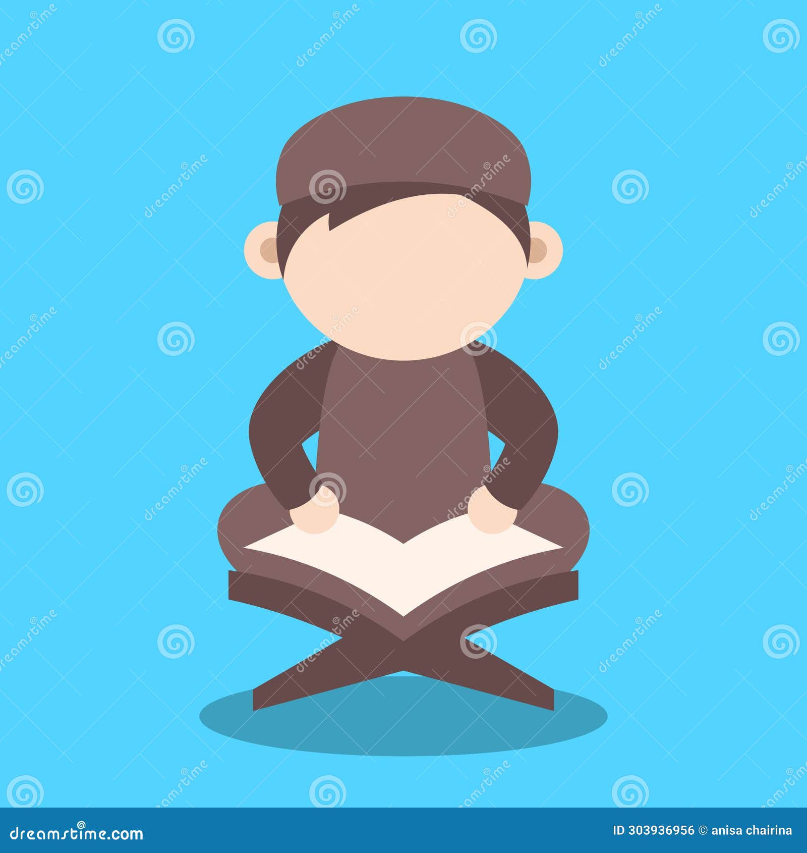 Ramadan Kids Activity Recitation Quran Cartoon Vector | CartoonDealer ...