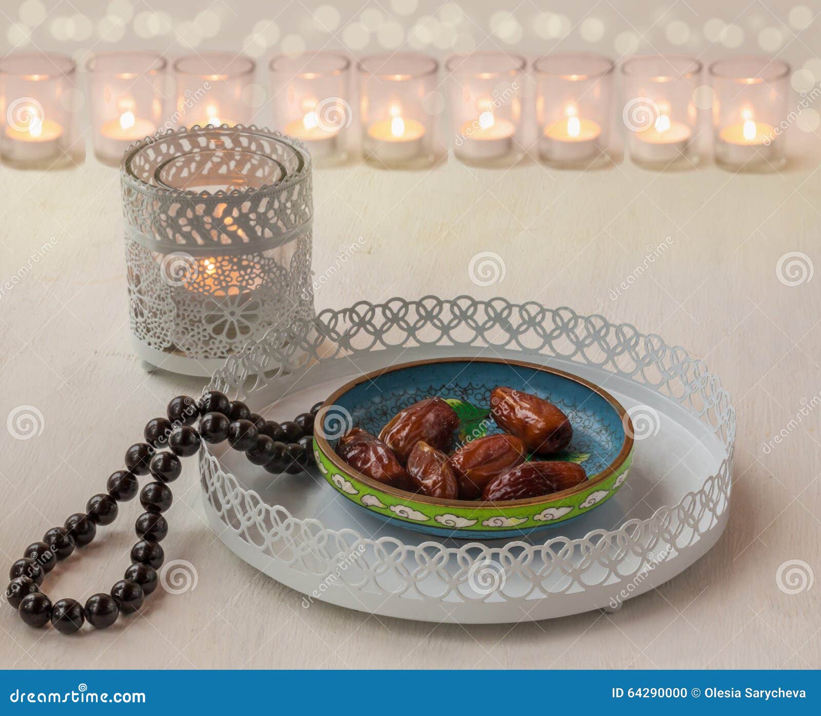 Ramadan Lamp and Dates Still Life Stock Photo - Image of culture, food ...