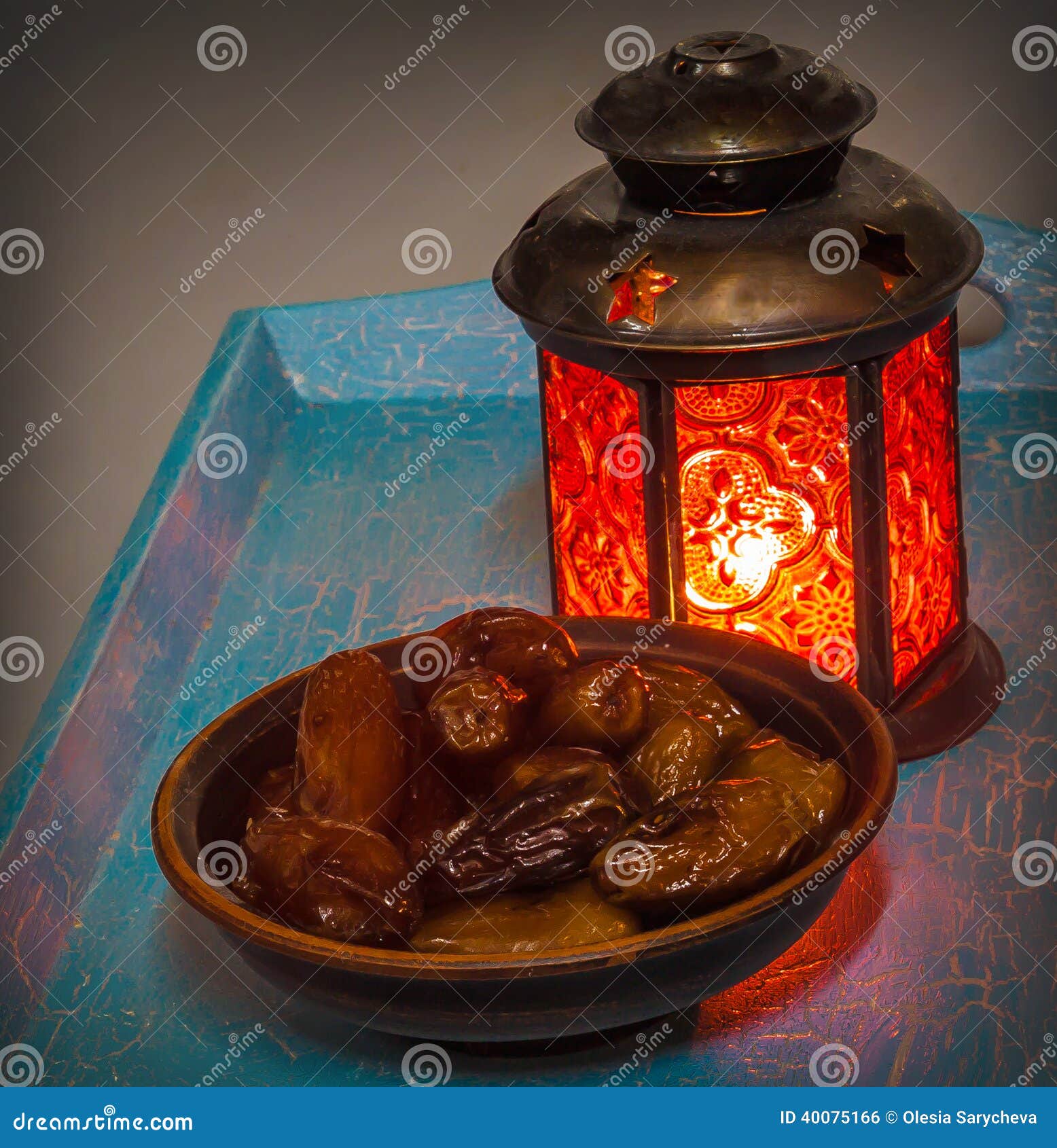 Ramadan Lamp and Dates Still Life Stock Photo - Image of celebration ...