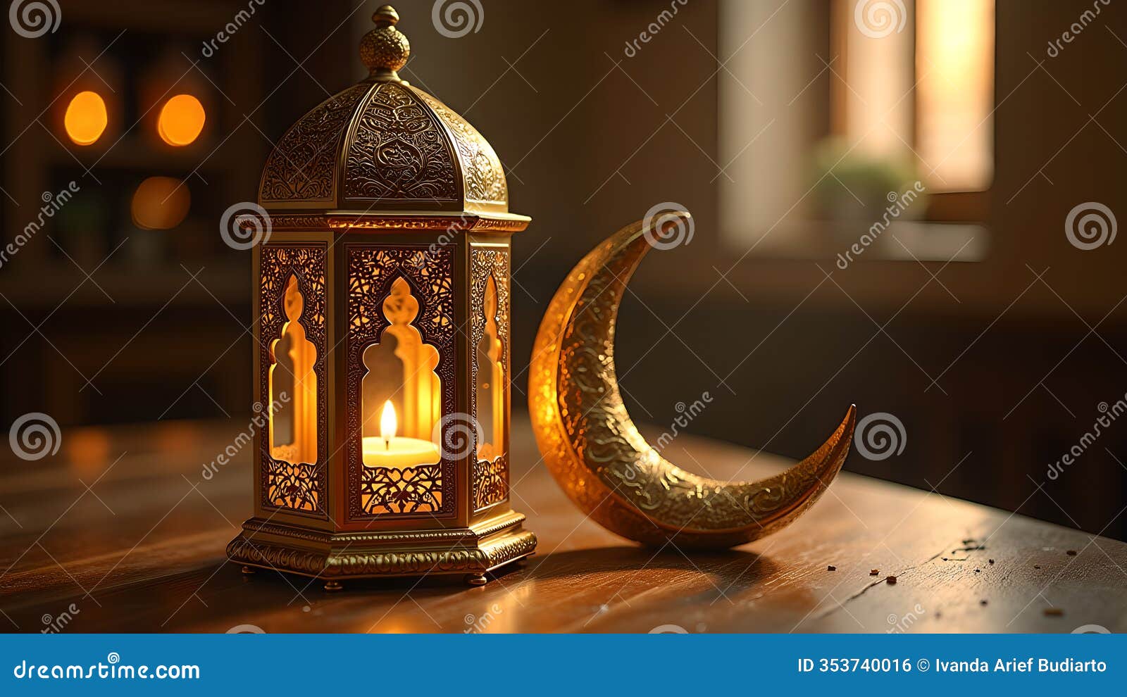 Ramadan Lantern and Crescent Moon. Concept of Islamic Celebration and ...