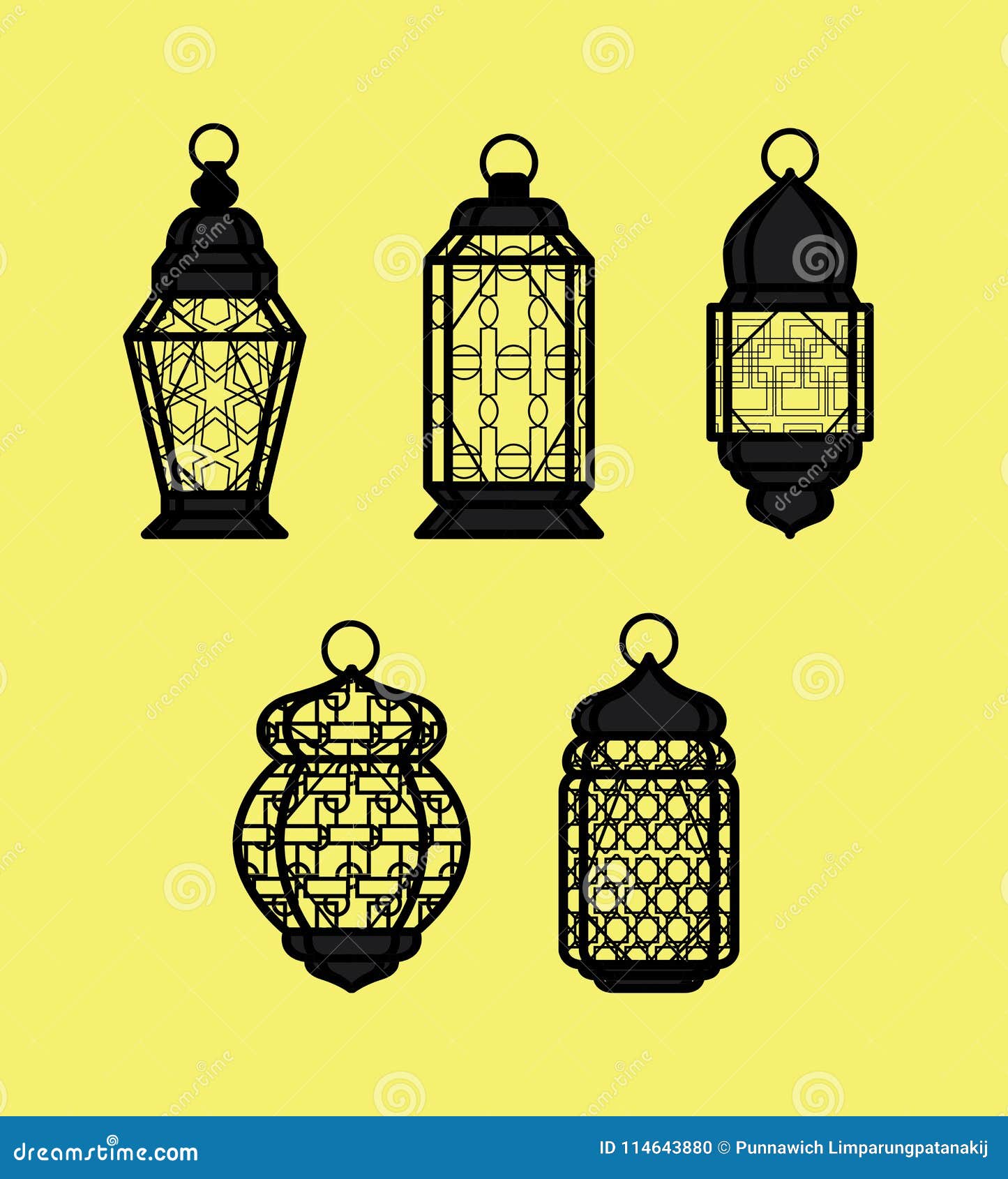 Ramadan Lantern Pattern Geometric Set Vector Illustration Stock Vector ...