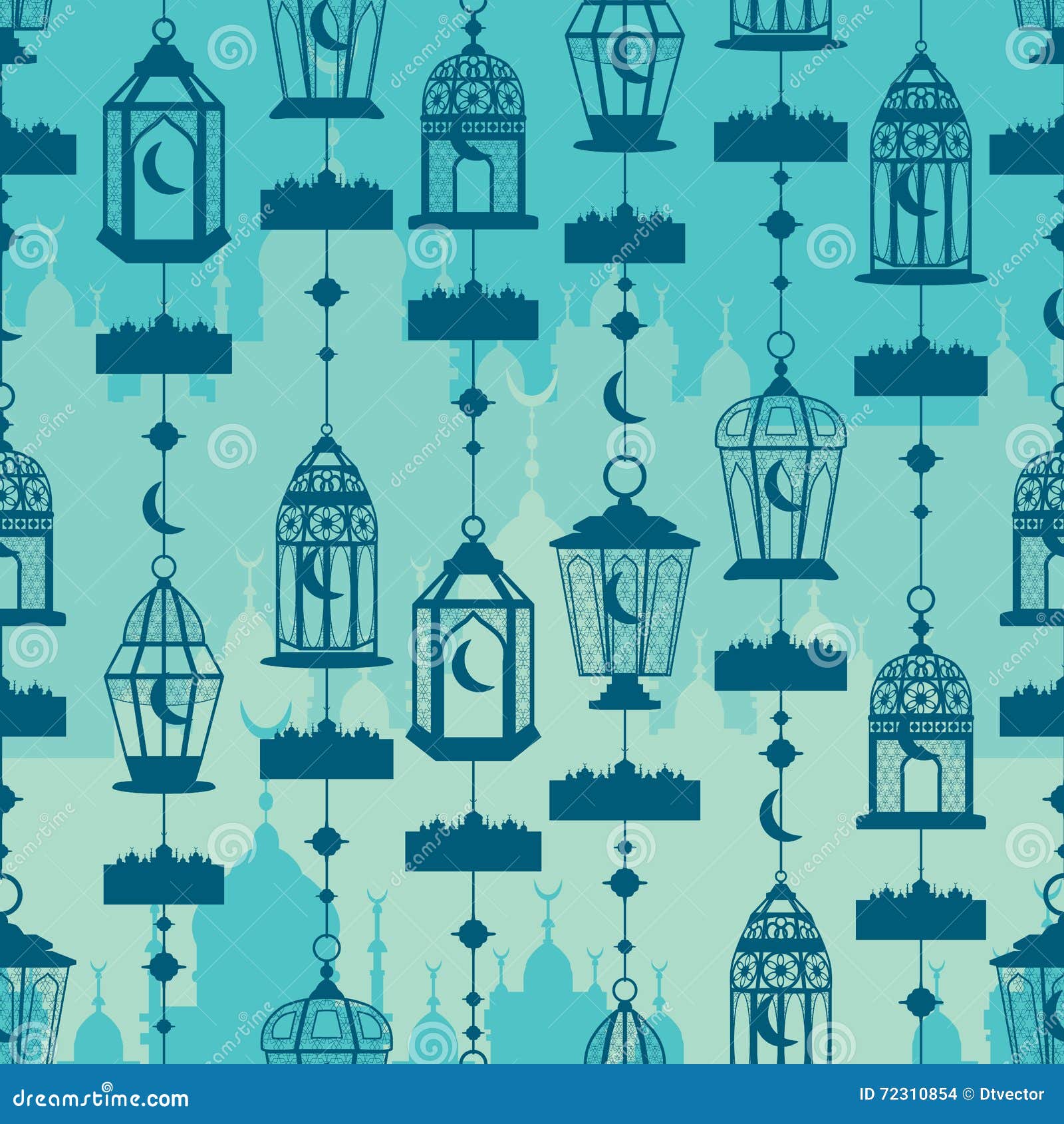 Ramadan Lantern Vertical Hang Conect Seamless Pattern Stock Vector ...