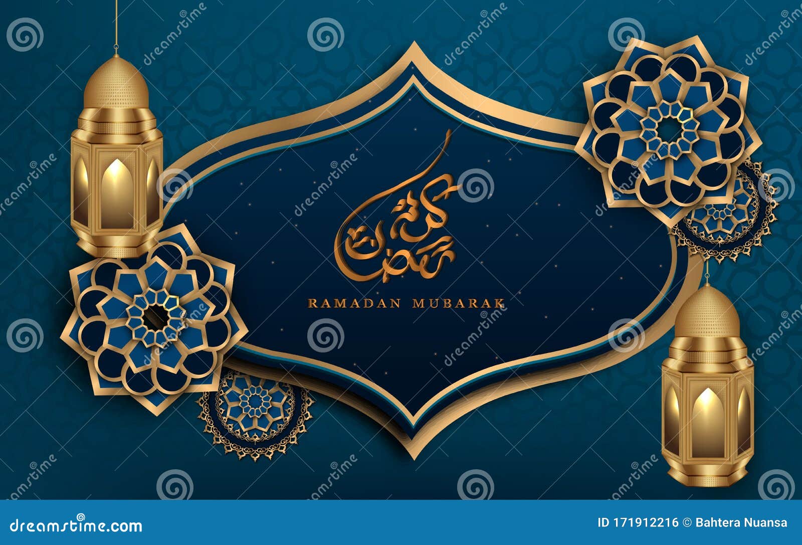 Ramadan Mubarak Calligraphy with Lanterns and Floral Designs in Paper ...