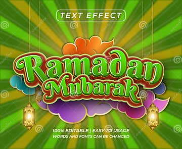 Ramadan Mubarak Text Effect Style with 3D Concept Stock Vector ...