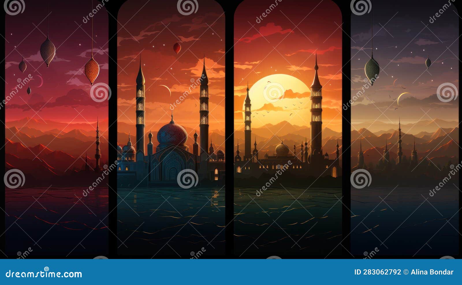 Ramadan Spirit Embrace. Created with Generative AI Stock Illustration ...