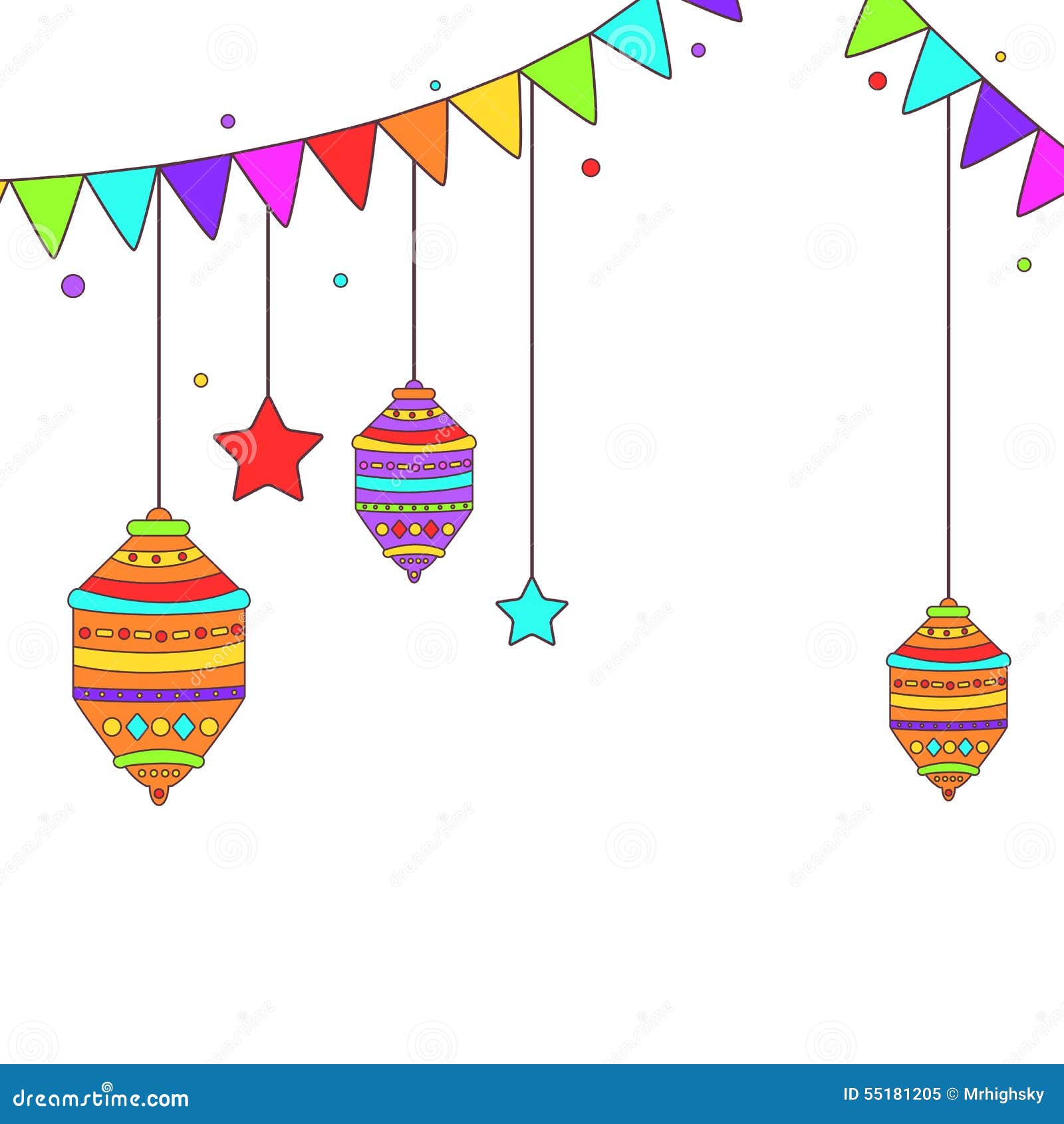Ramadan Themed Buntings and Lamps Stock Vector - Illustration of ...