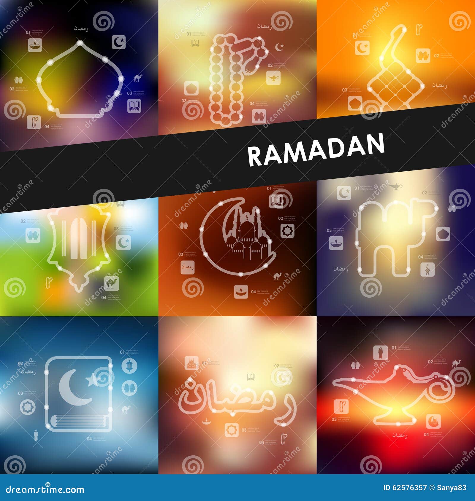 Ramadan Timeline Infographics with Blurred Stock Vector - Illustration ...