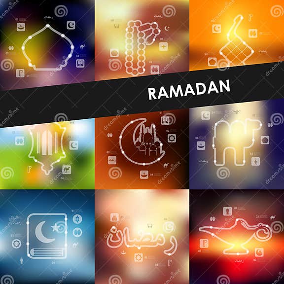 Ramadan Timeline Infographics with Blurred Stock Vector - Illustration ...