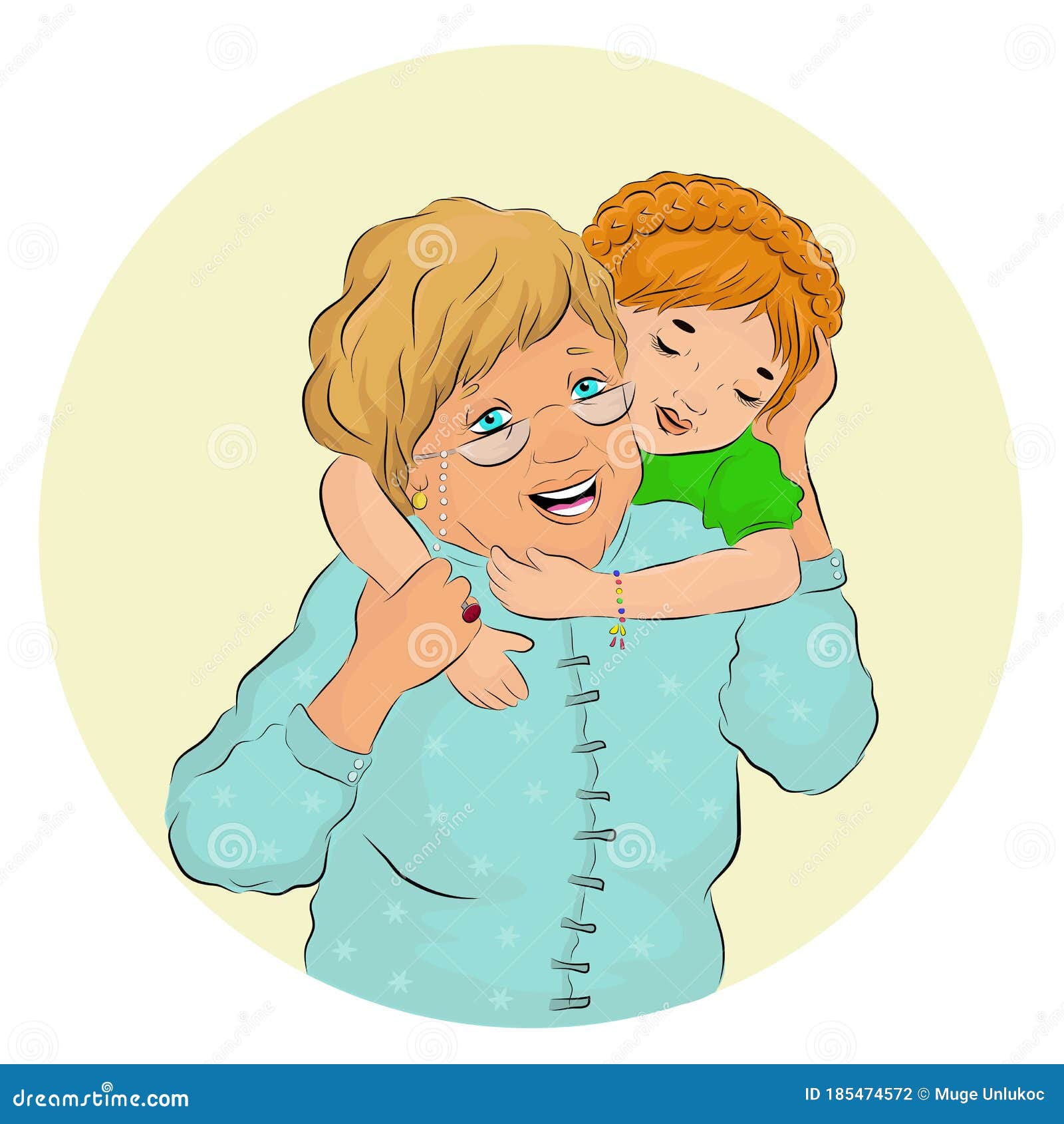 Grandmother Hugging Her Cute Grandson Cartoon Vector Cartoondealer