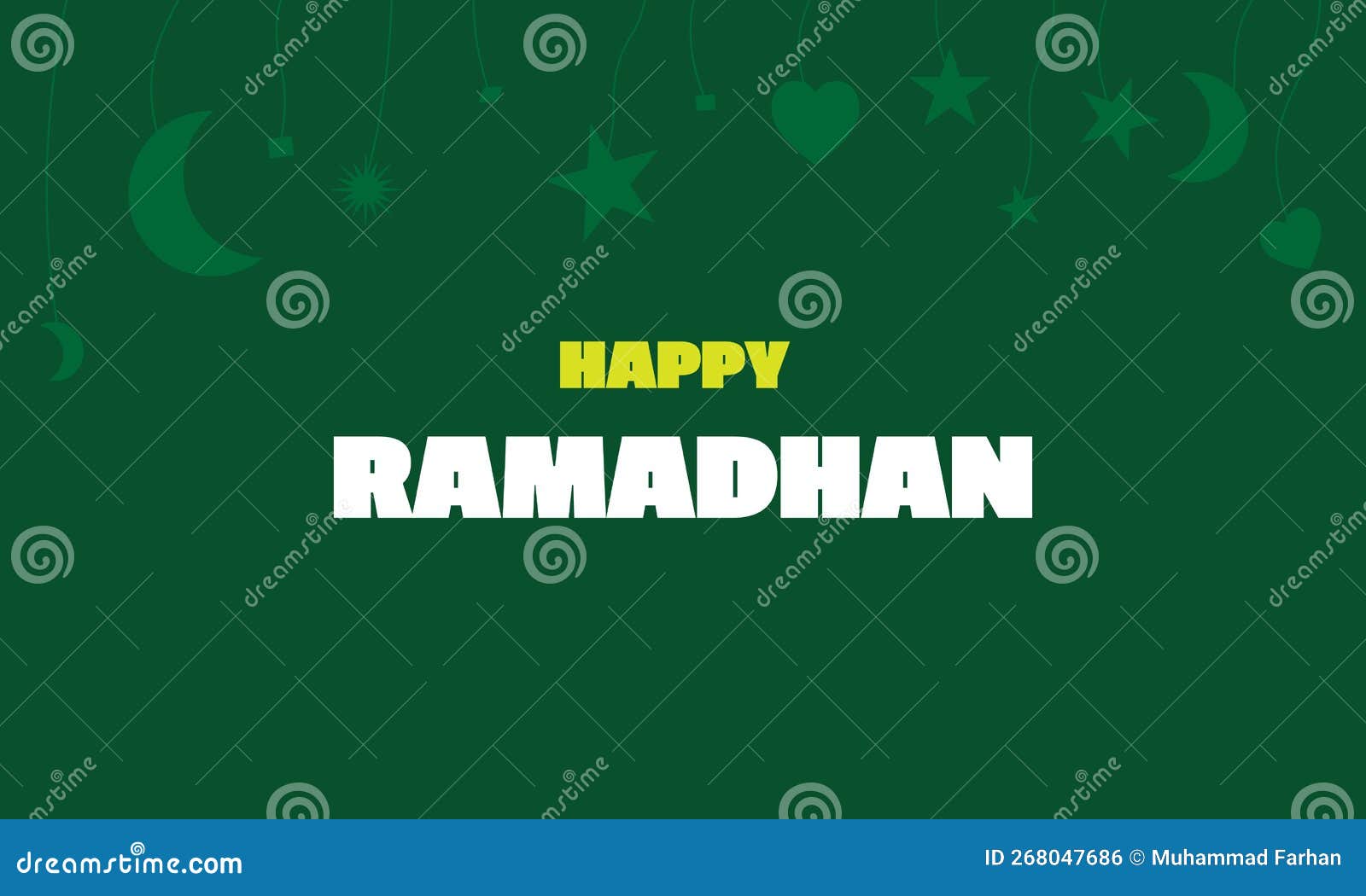 Happy Ramadhan Text In Arabic Calligraphy. Silhouette Of A Mosque With ...