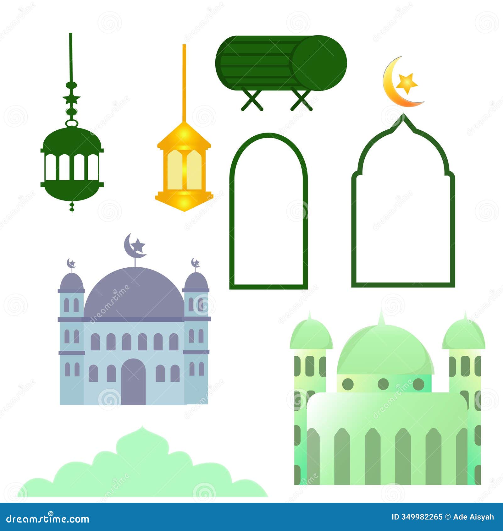 Ramadhan Element Icon Islamic Symbol Mosque and Mosque Drum Stock ...