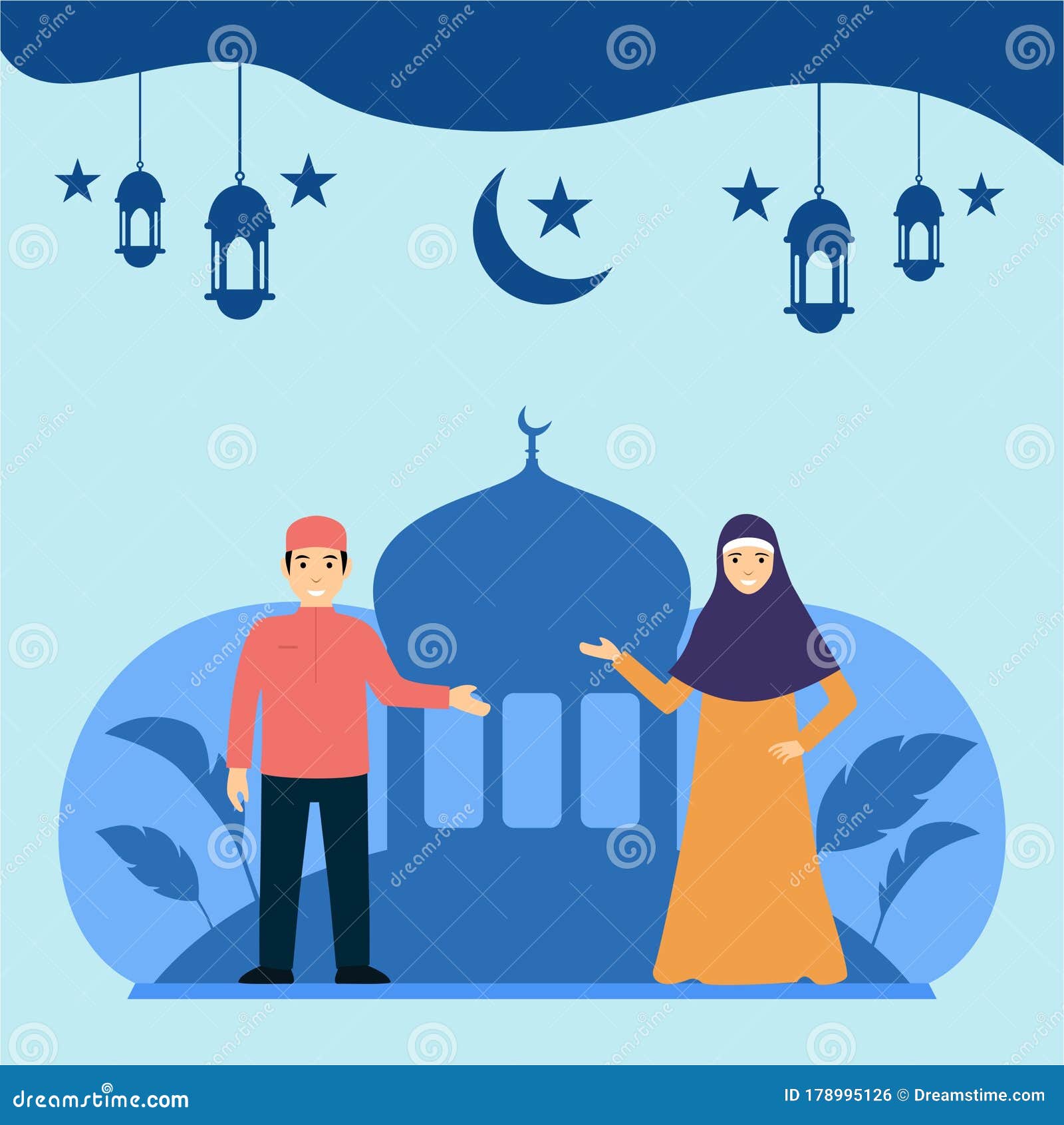 Ramadhan Kareem Banner Or Greeting Card With Mihrab Illustration ...