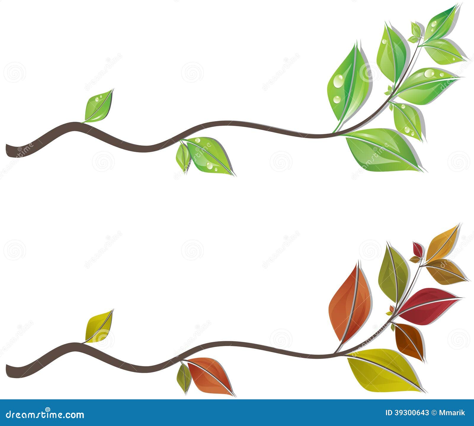 Ramas de hojas ilustración del vector. Ilustración de gota - 39300643