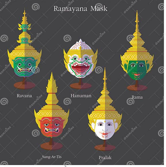 Ramayana Mask Eps 10 Format Stock Vector - Illustration of khon, design ...