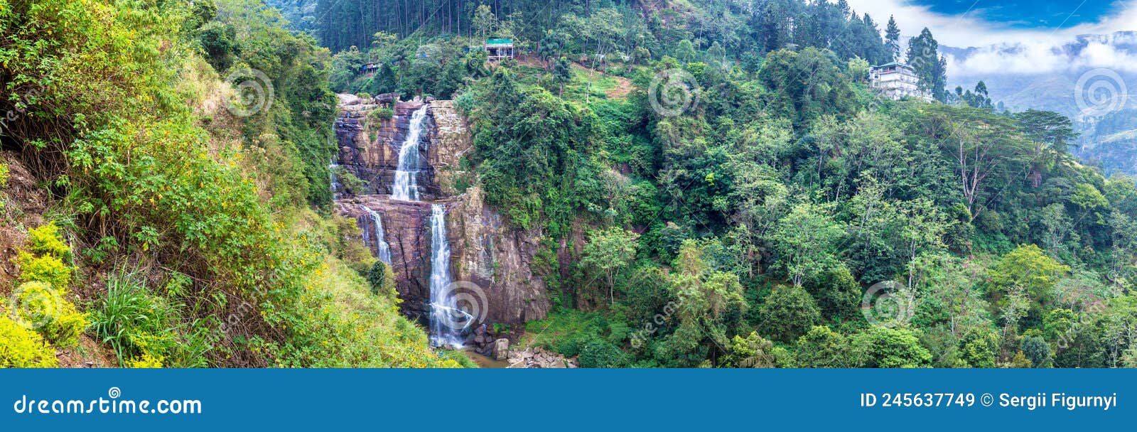 Ramboda Waterfall in Sri Lanka Stock Image - Image of lanka, long ...