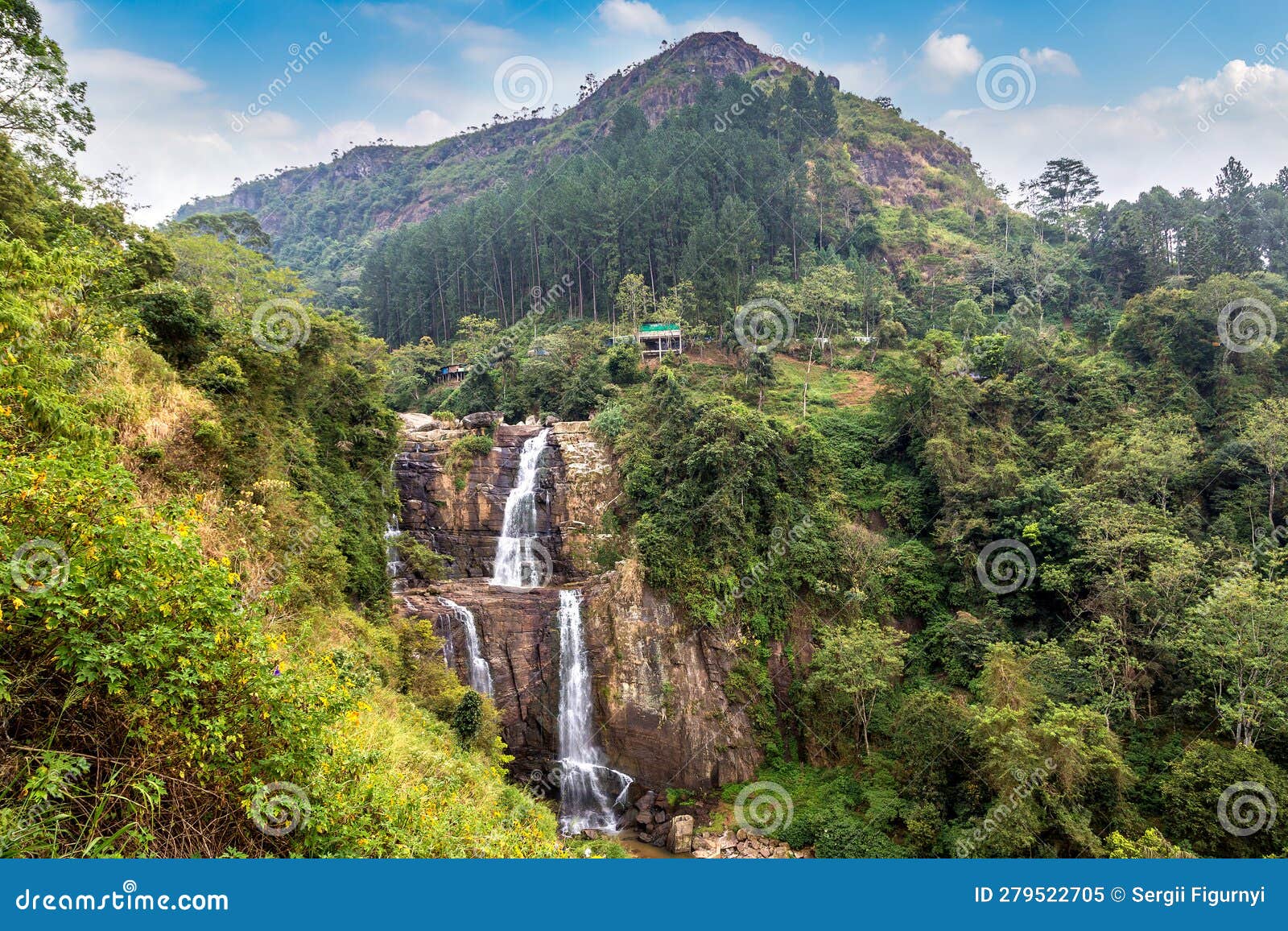 Ramboda Waterfall in Sri Lanka Stock Image - Image of summer, field ...