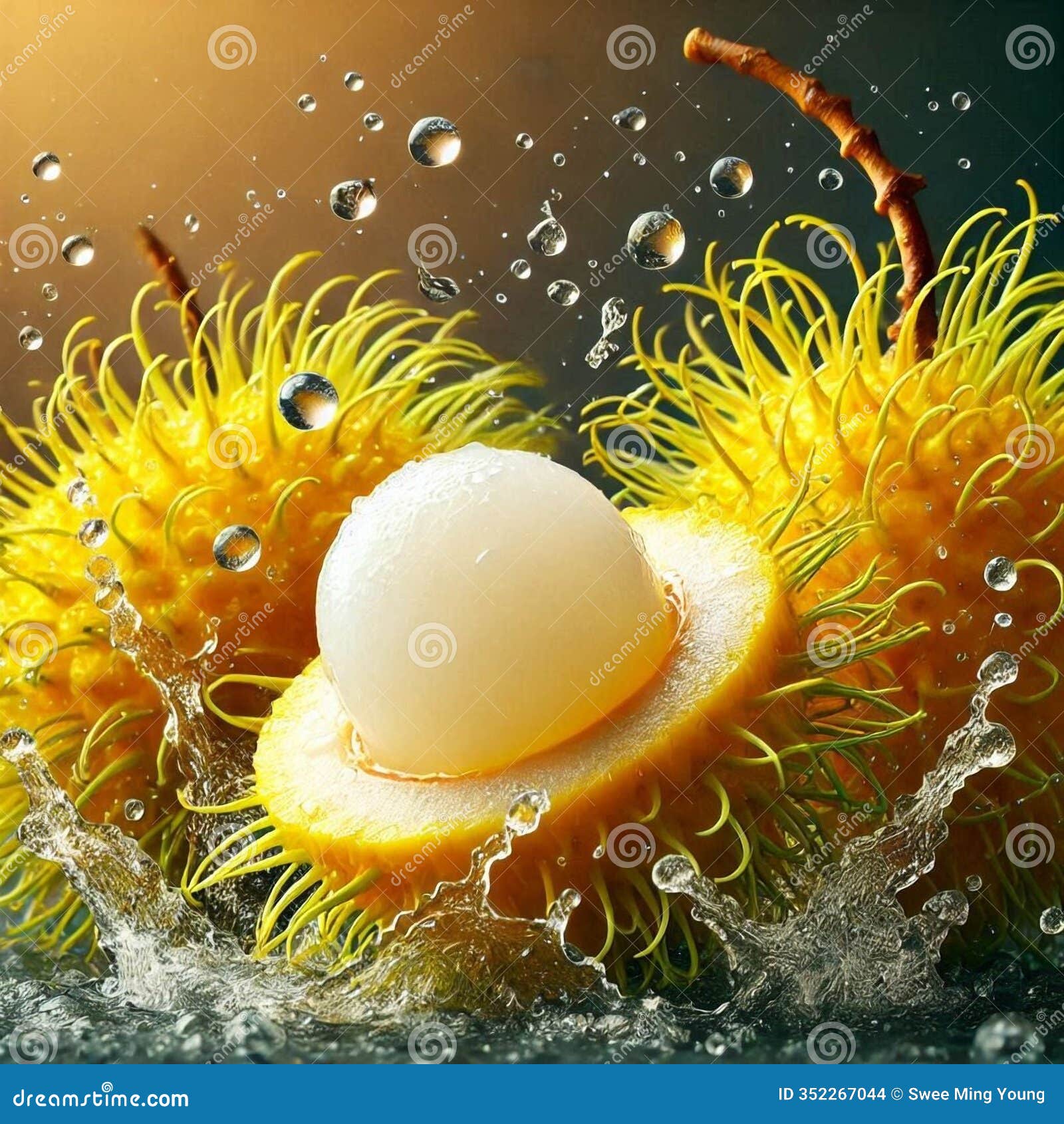 Rambutan Fruit Split in Two with Skin Reveal the Shiny Flesh with ...