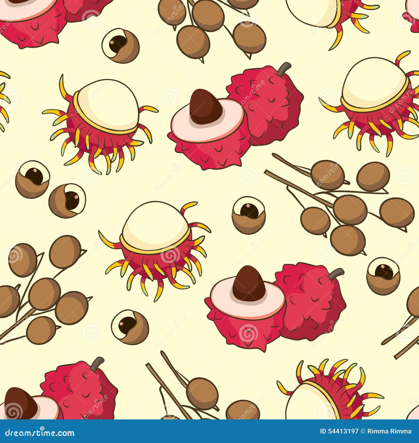 Rambutan, Longan and Litchi Pattern, Vector Illustration Stock Vector ...