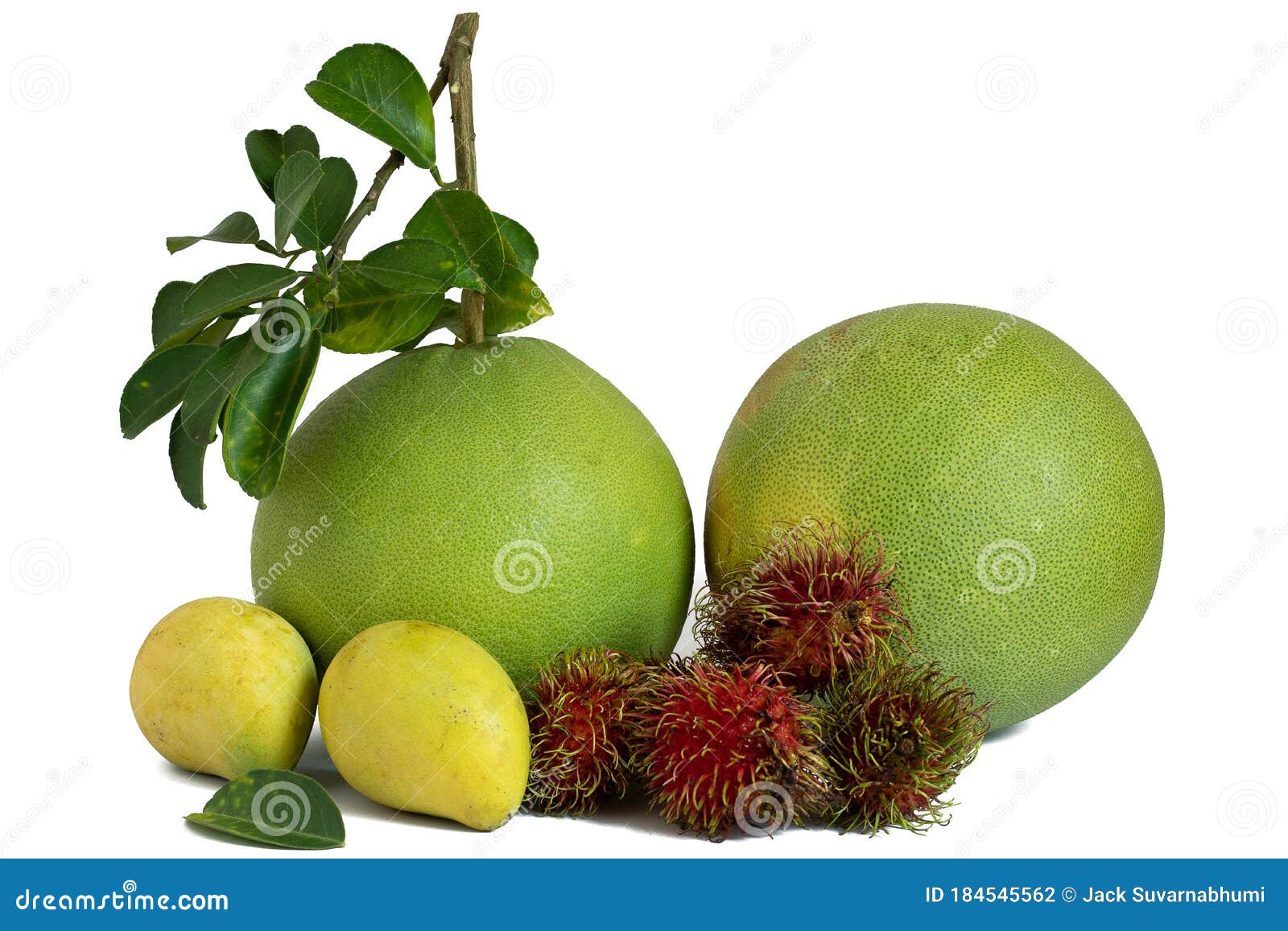 Rambutan with Mango and Grapefruit Separate on a White Background Stock ...