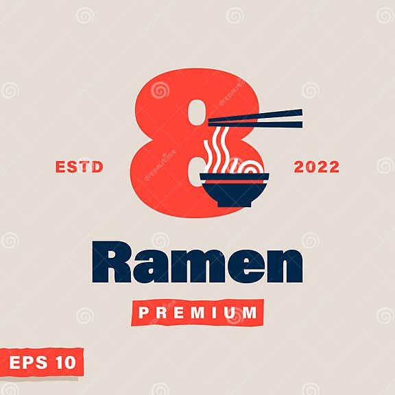 Ramen Alphabet Logo 8 stock illustration. Illustration of diner - 255960761