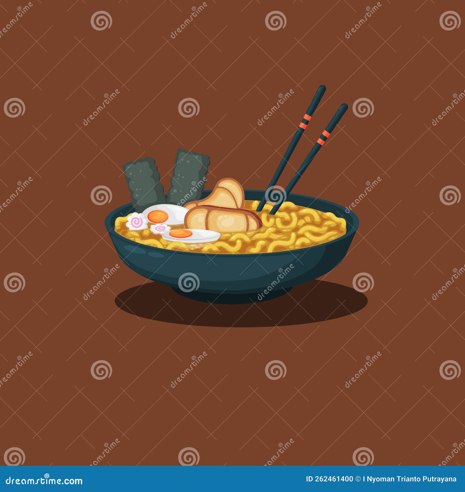 Ramen Background. Design with Cartoon Style Stock Vector - Illustration ...